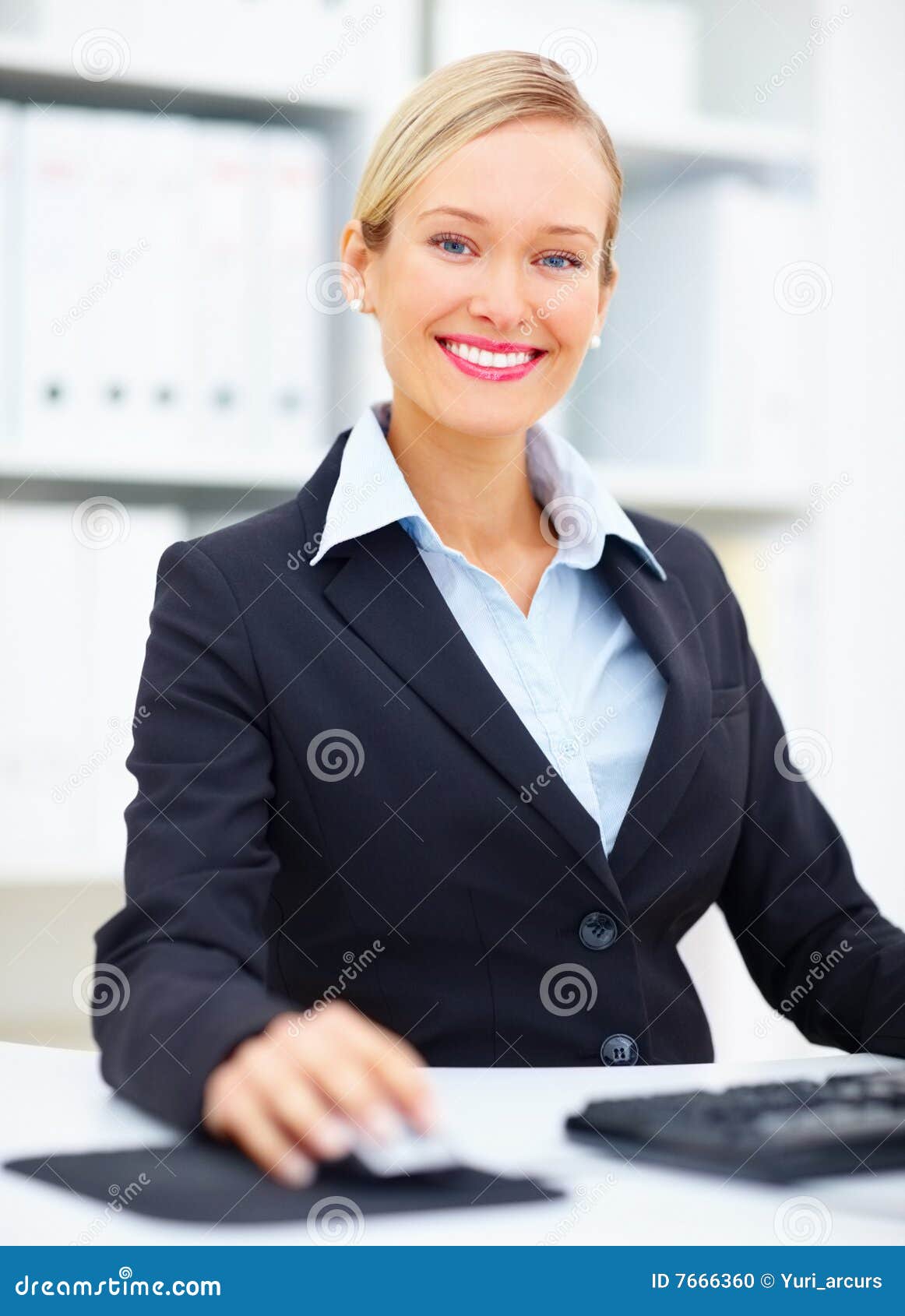 Young Business Person Using Computer at Office Stock Photo - Image of ...