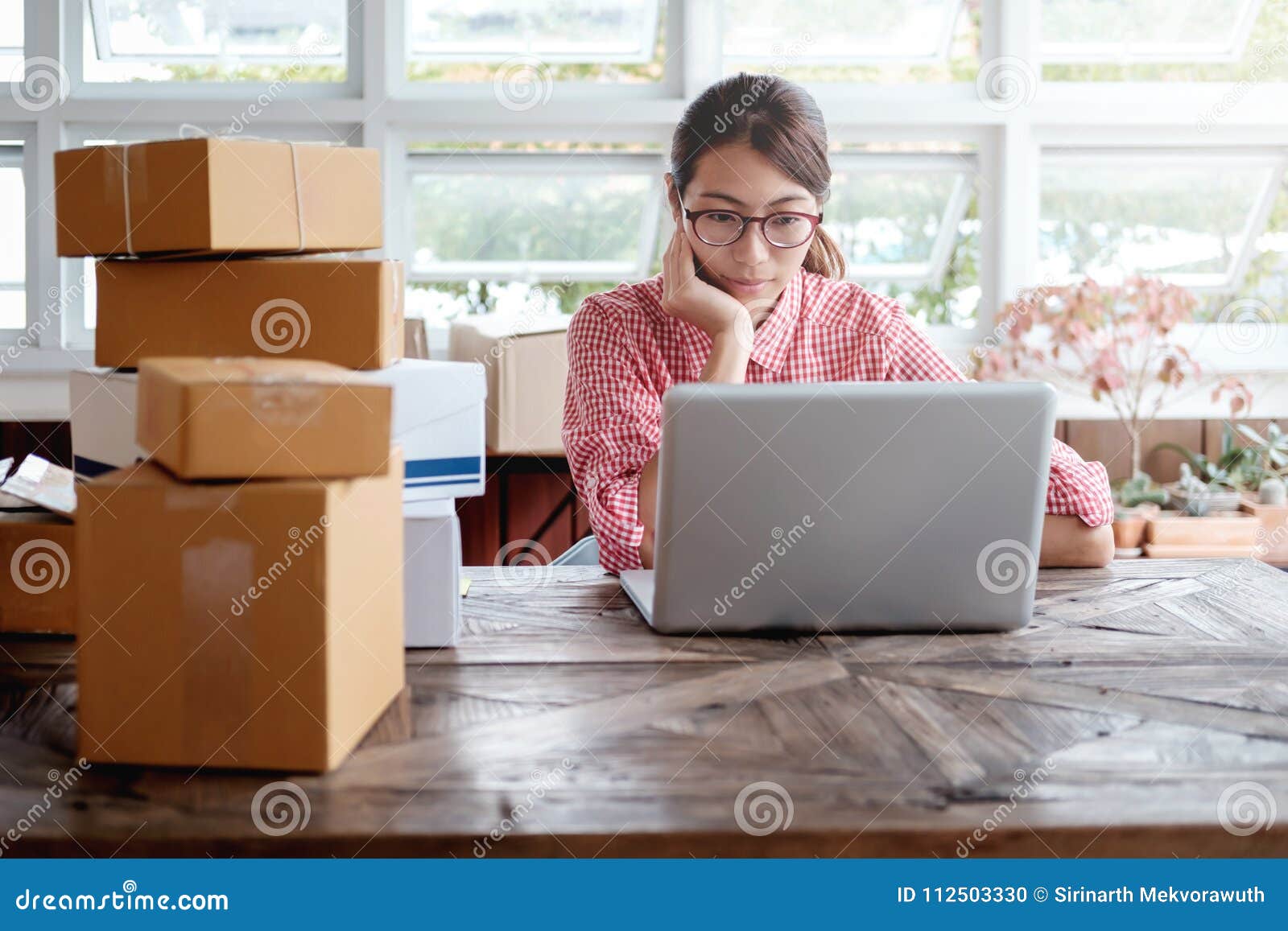 Online Seller Owner.Online Shopping. Stock Photo - Image of laptop ...
