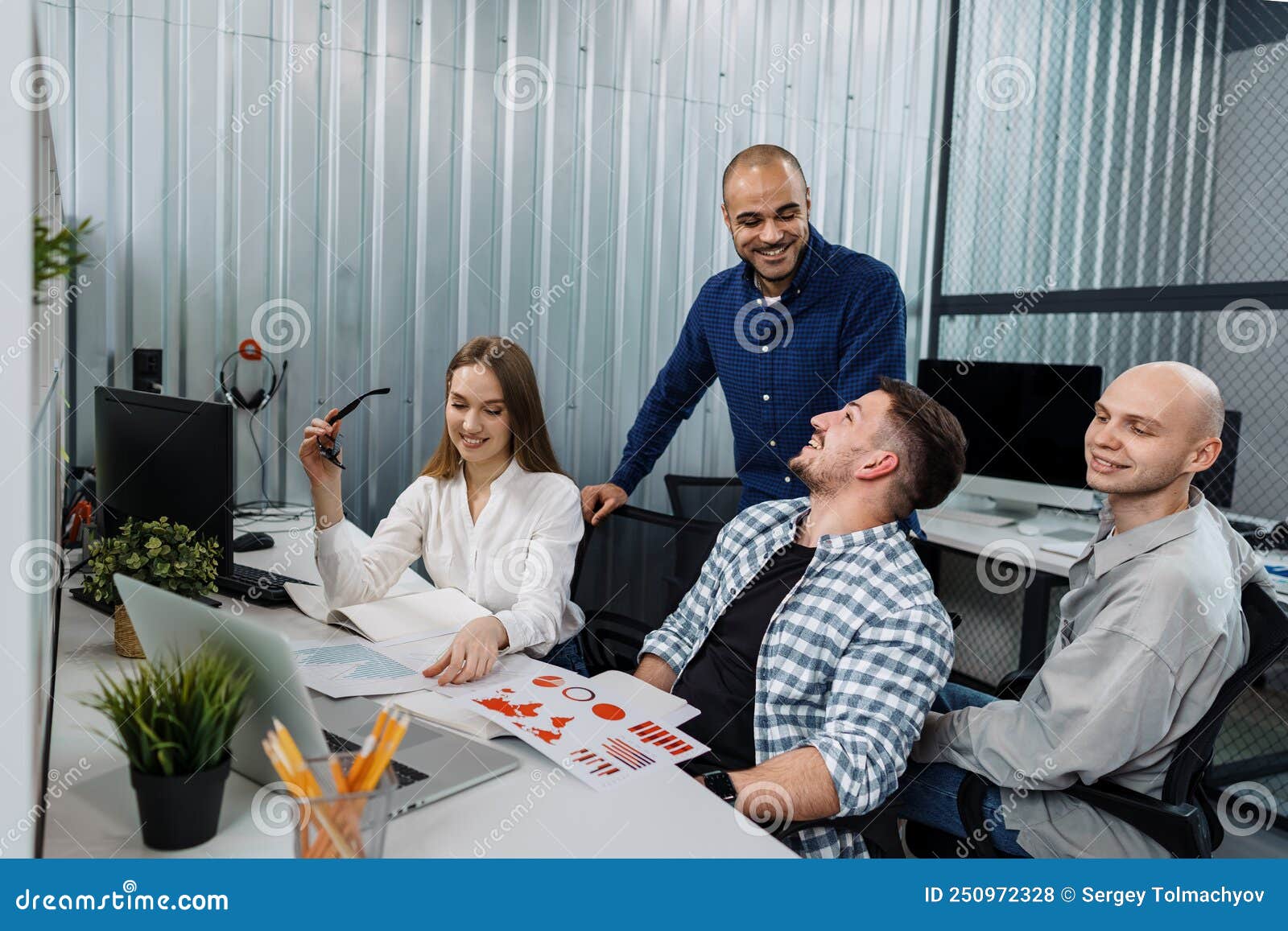 Young Business Team Working on a Project in Office. Stock Photo - Image ...