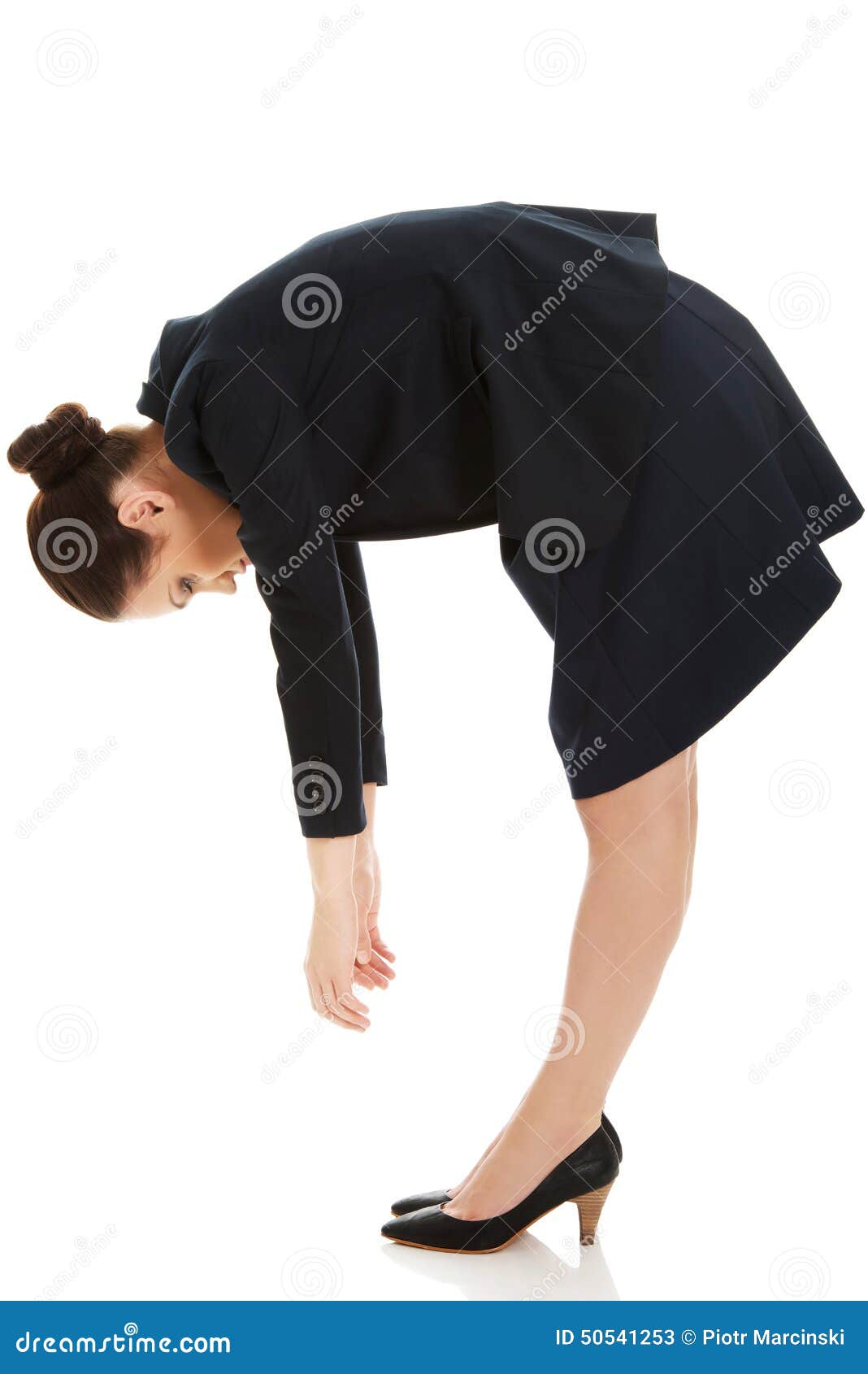 Young Business Woman Bending Down. Stock Image - Image of female, adult: 50541253