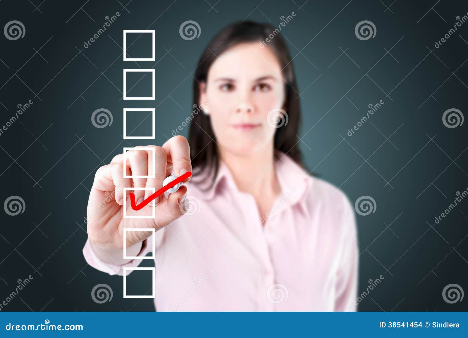 Young Business Woman Checking on Checklist Box. Stock Photo - Image of ...