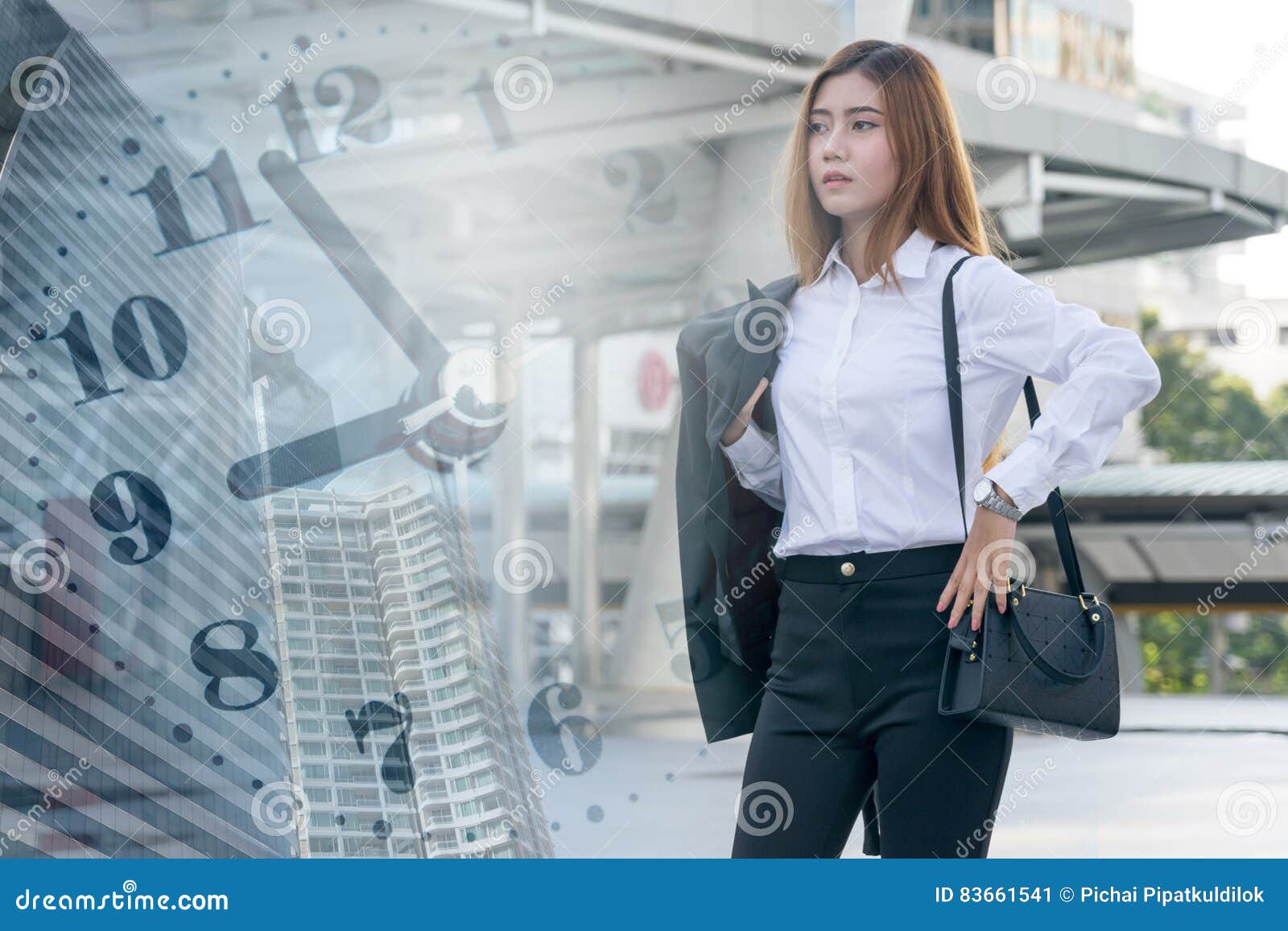 Young Business Woman Checking the Time Stock Image - Image of person ...