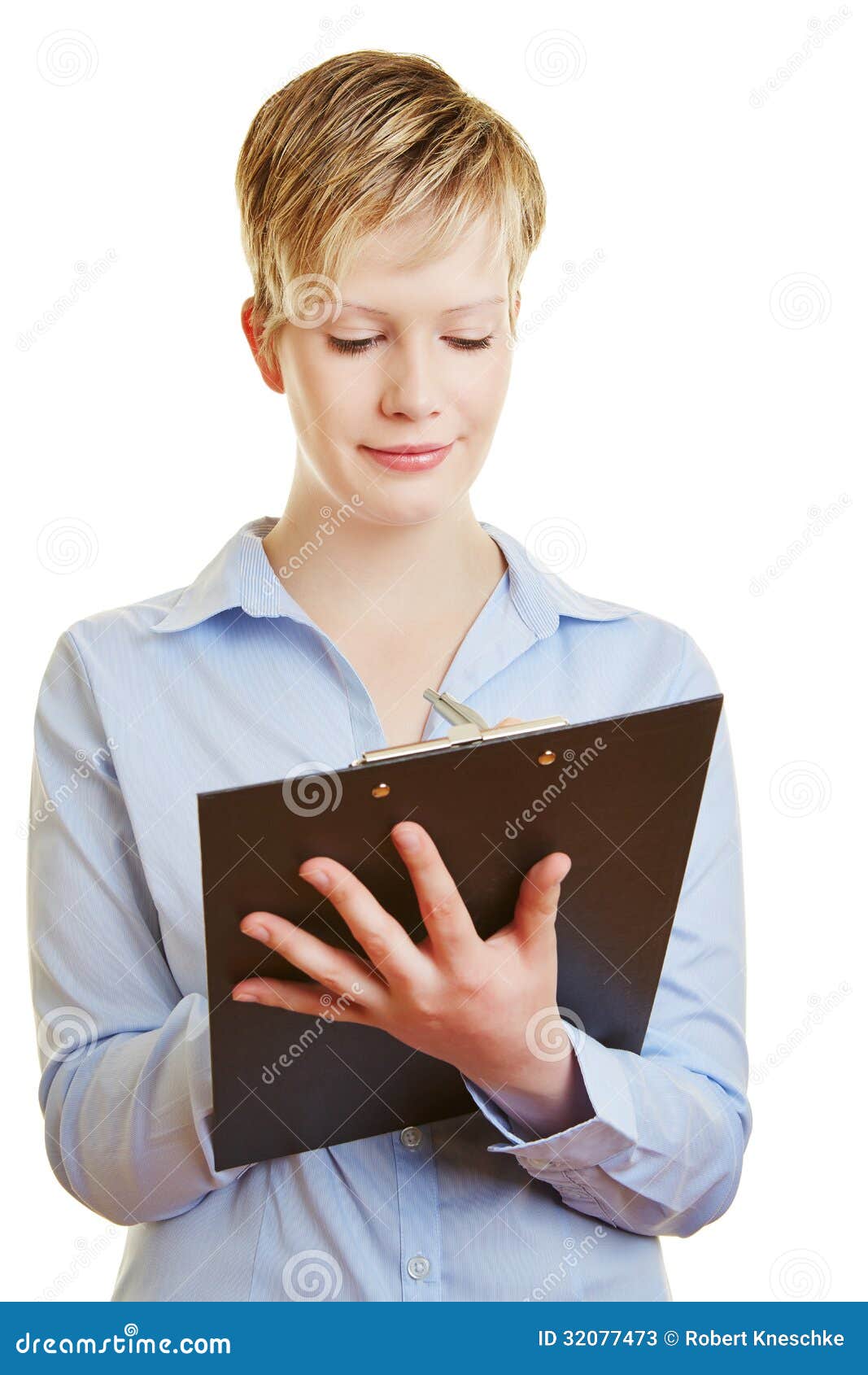 Young Business Woman with Checklist Stock Image - Image of documents ...