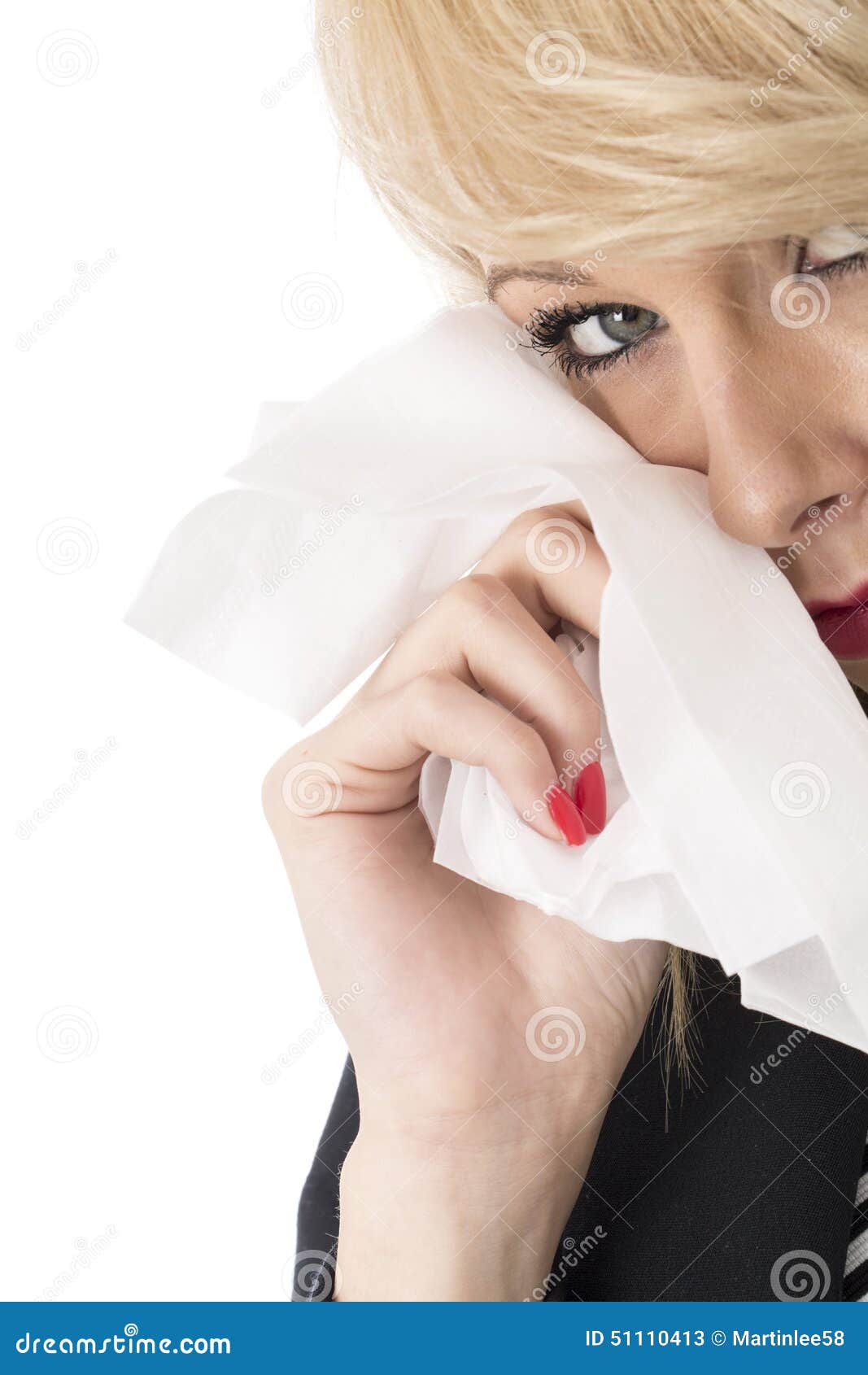 Young Business Woman Crying Using Tissue Stock Image - Image of tissue ...