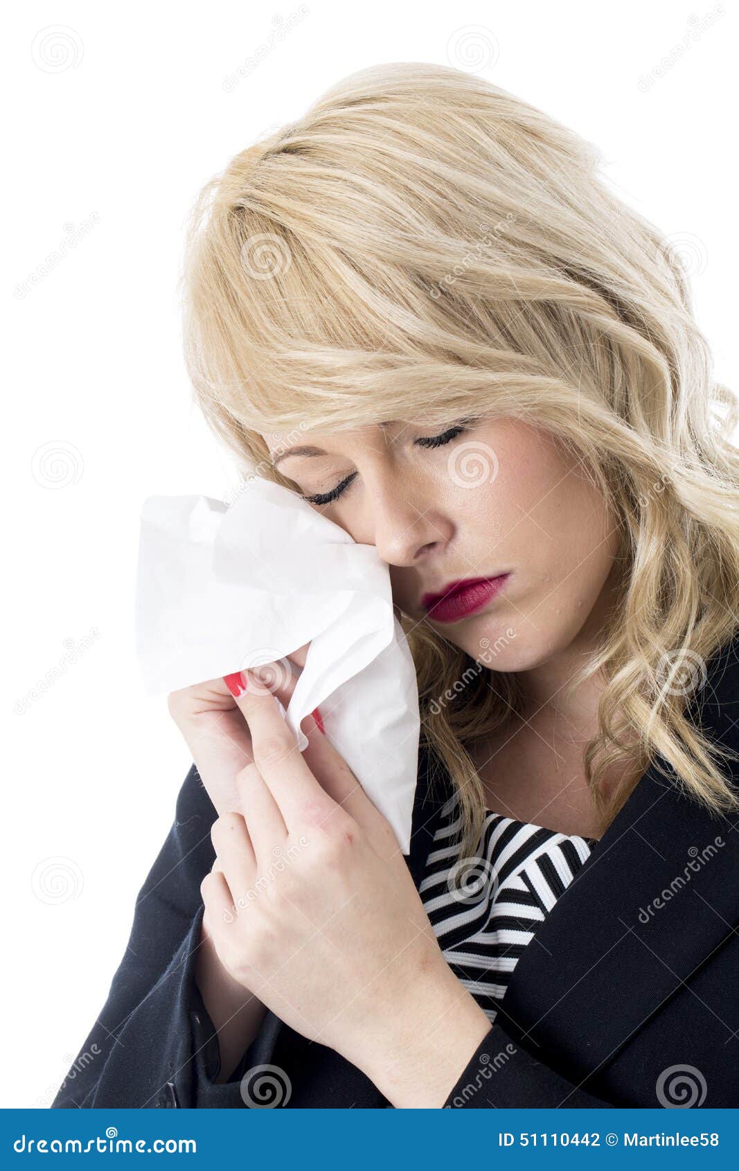 Young Business Woman Crying Using Tissue Stock Photo - Image of paper ...