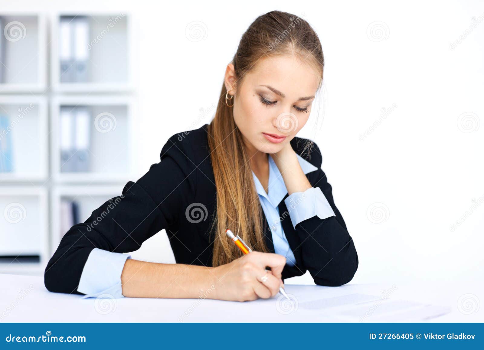 Young Business Woman Doing Some Paperwork Stock Image - Image of ...