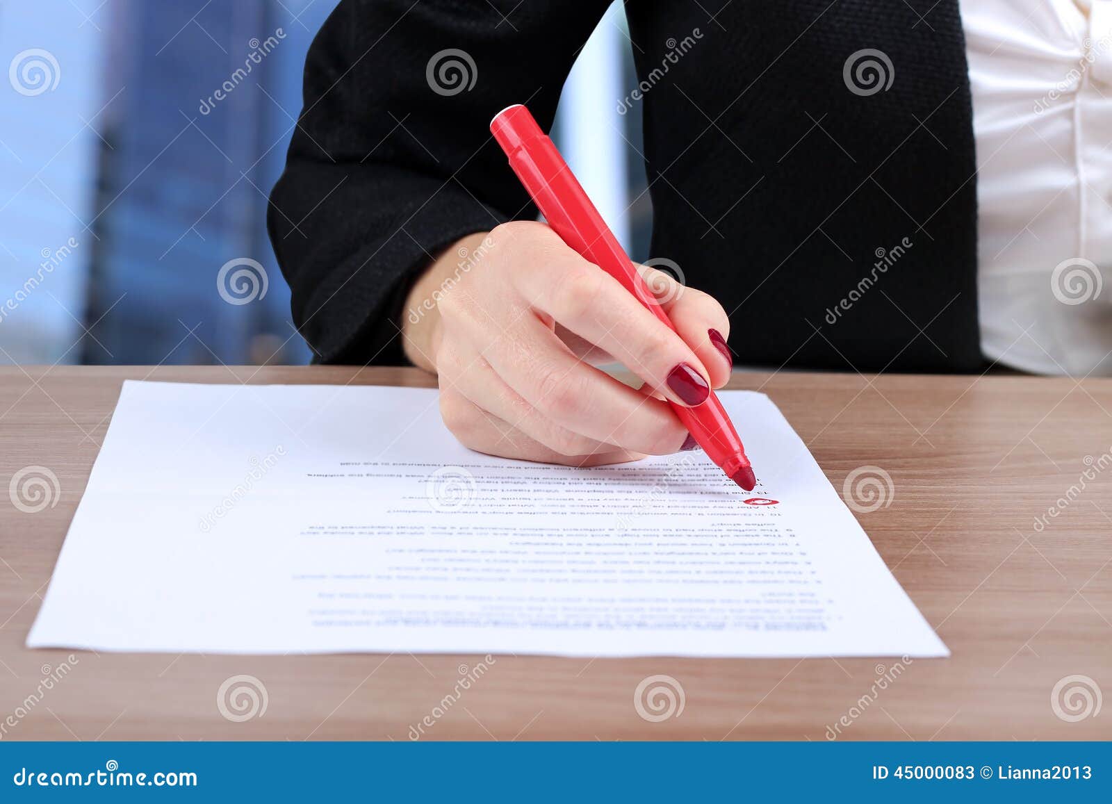 Young Business Woman Doing Test (making a Decision), Sitting a Stock ...