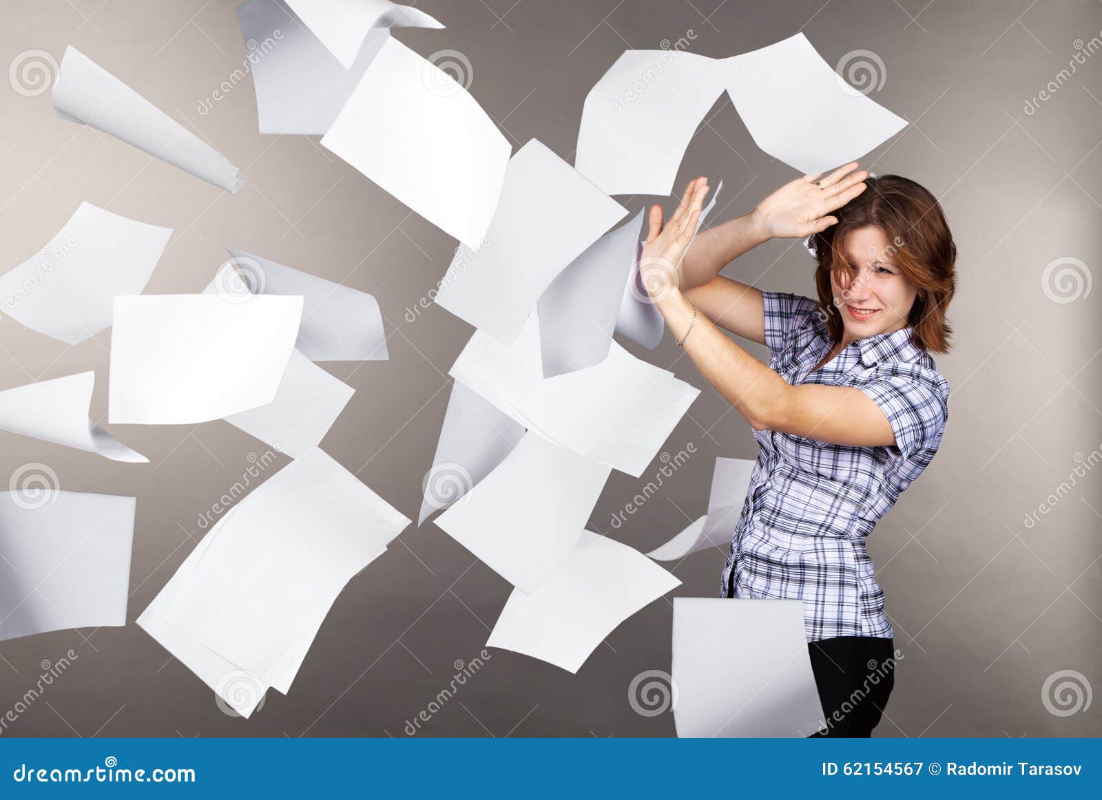 Young Business Woman with Flying Documents Stock Image - Image of paper ...