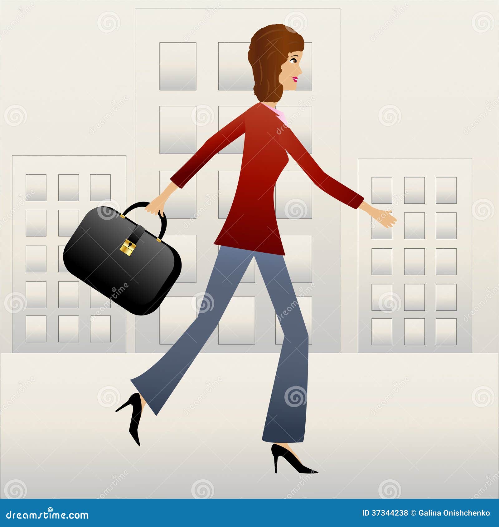 Young Business Woman Hurry on Work Stock Vector - Illustration of ...