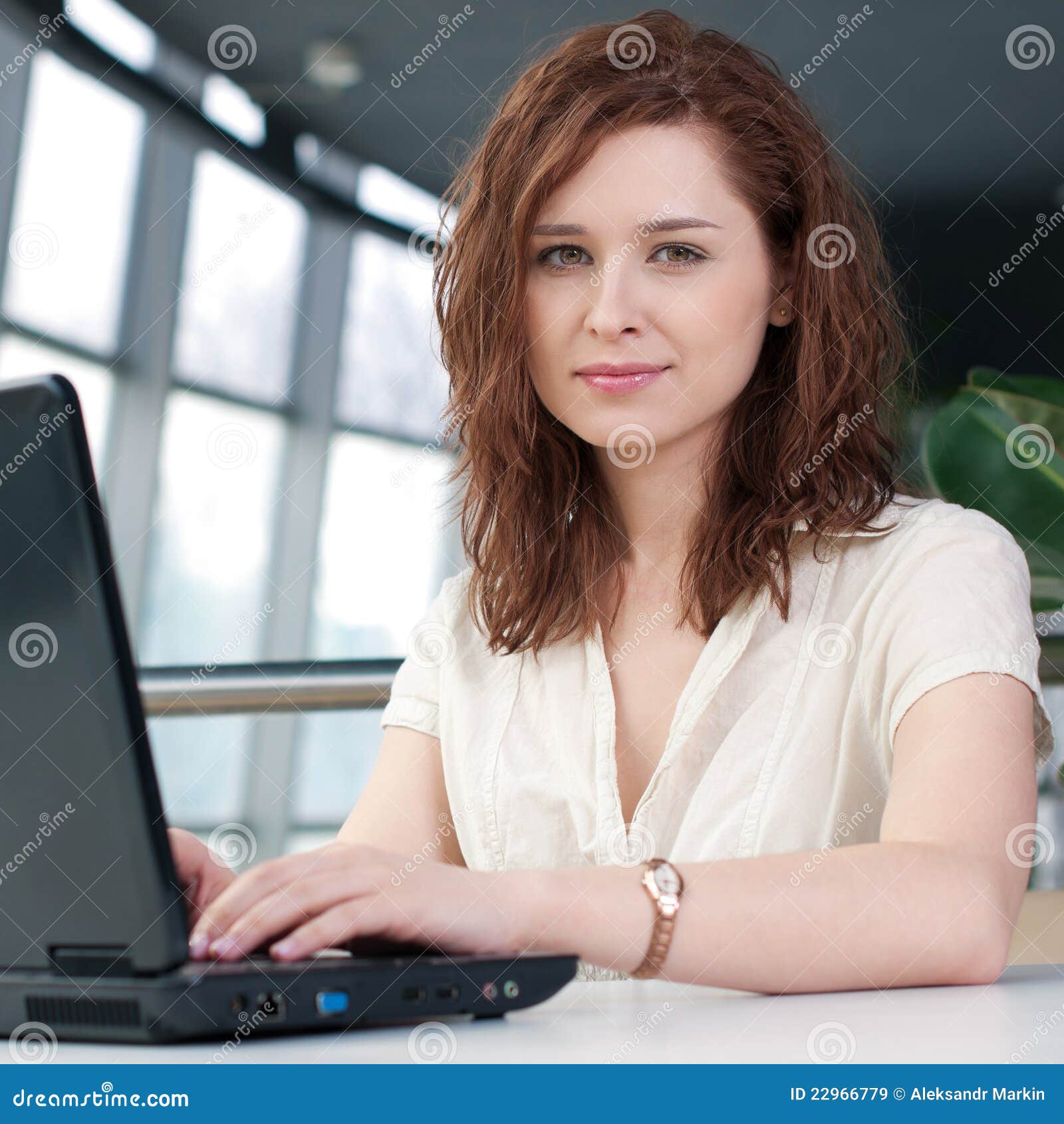 Young Business Woman with Laptop Stock Image - Image of boss, leader ...