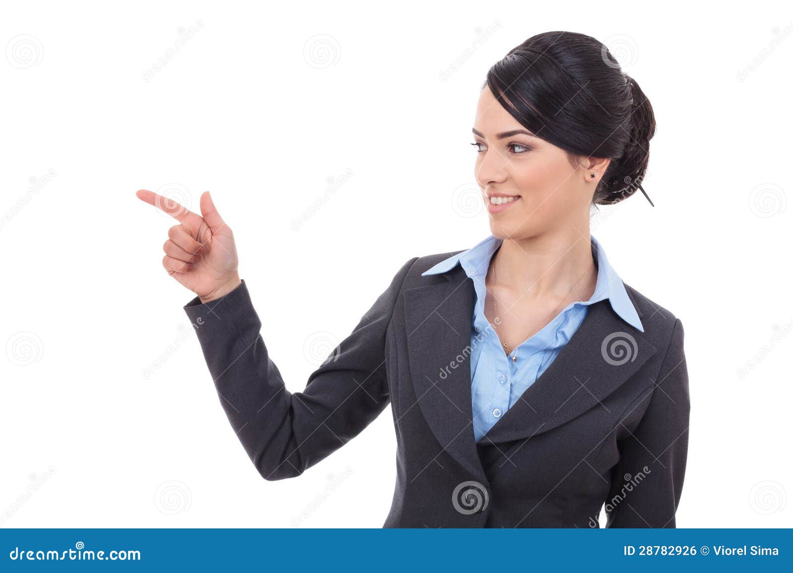 Young Business Woman Looking and Pointing Stock Photo - Image of ...
