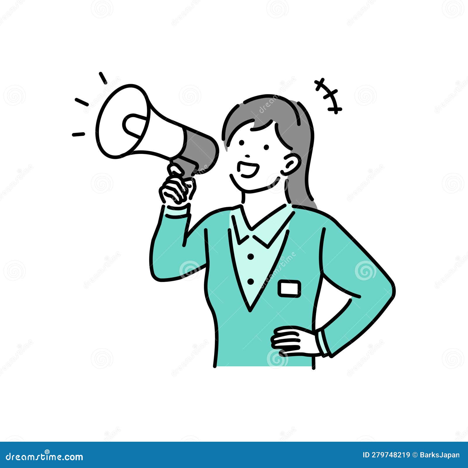 Young Business Woman with Megaphone ( Woman Announcing ) Vector ...