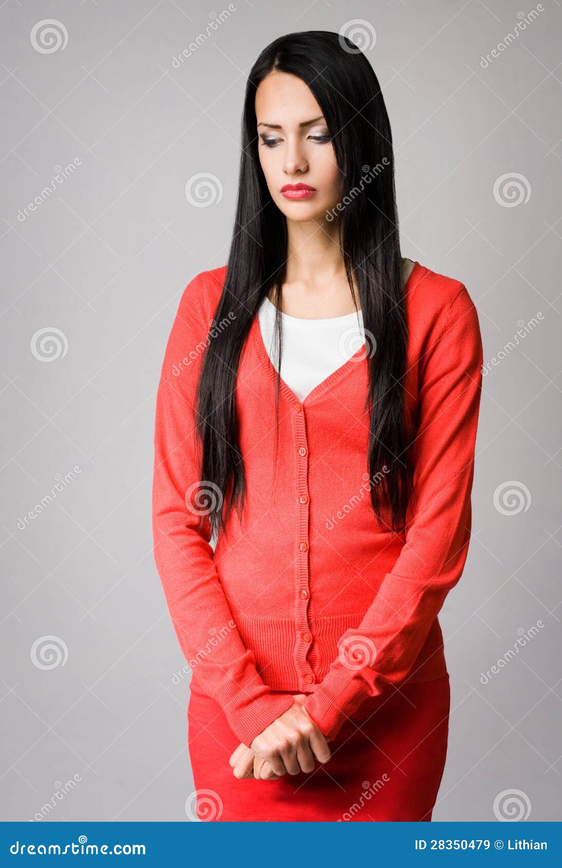 Young Business Woman in Pensive Pose. Stock Image - Image of beautiful ...