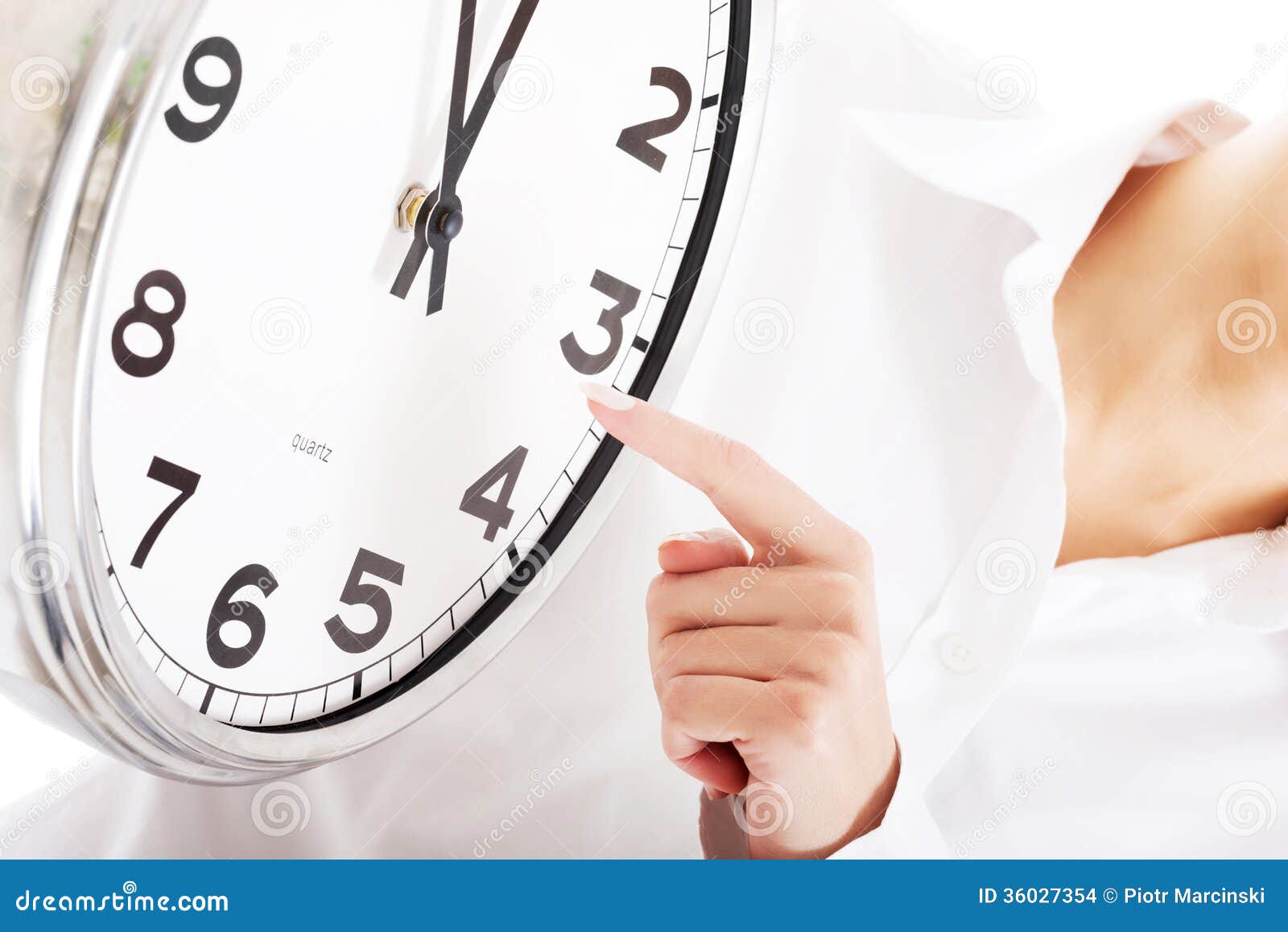 Young Business Woman Pointing on a Clock. Stock Photo - Image of ...