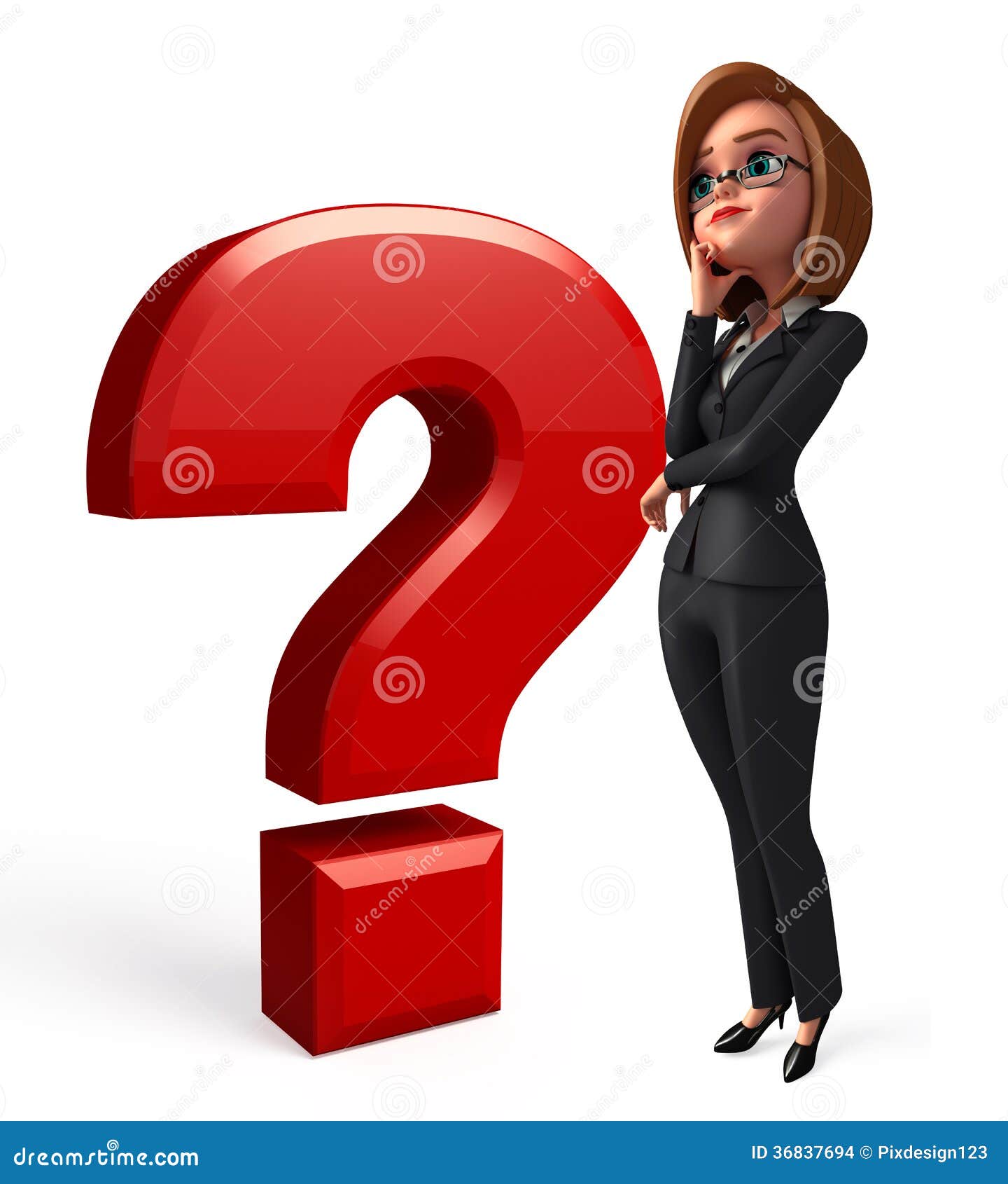 Young Business Woman with Question Mark Stock Illustration ...