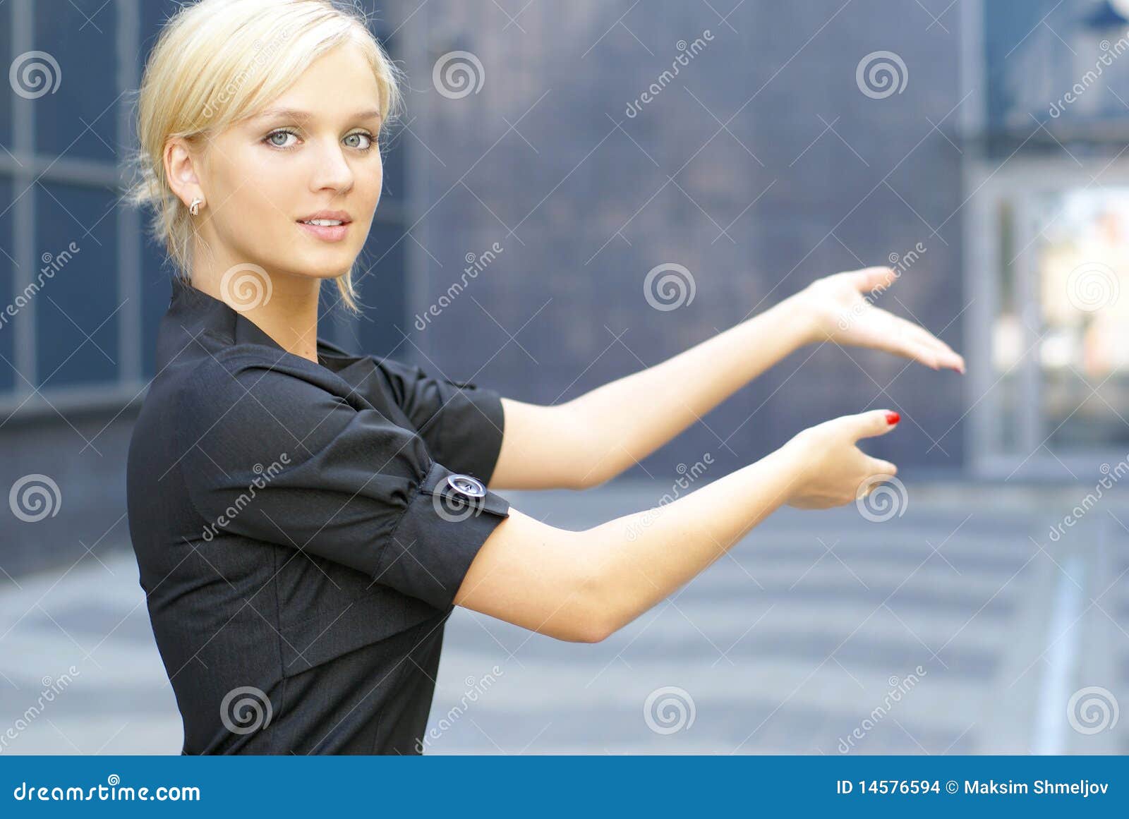 A Young Business Woman is Showing the Way Stock Photo - Image of ...