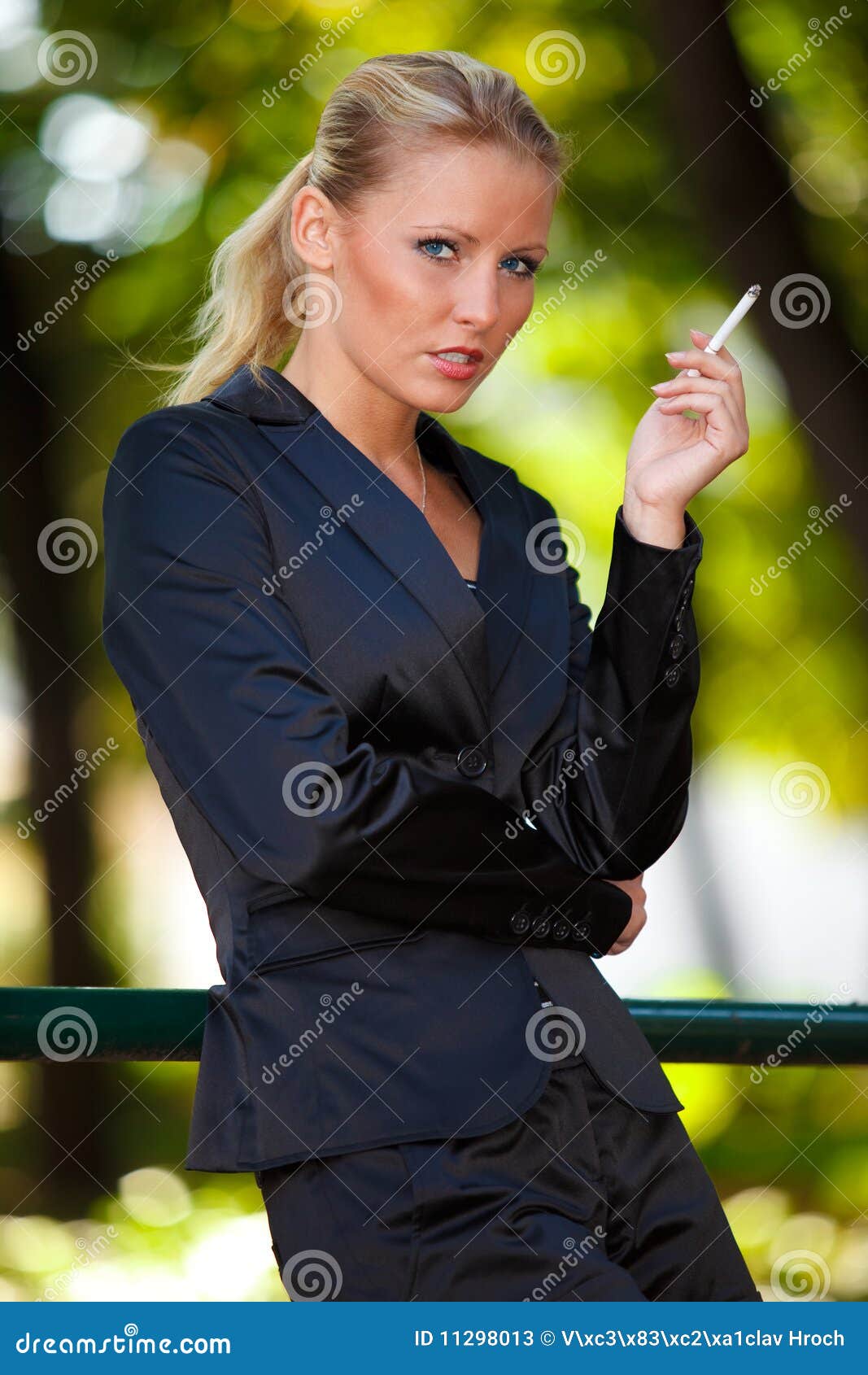 Young Business Woman Smoking Cigarette Stock Image - Image of adult ...