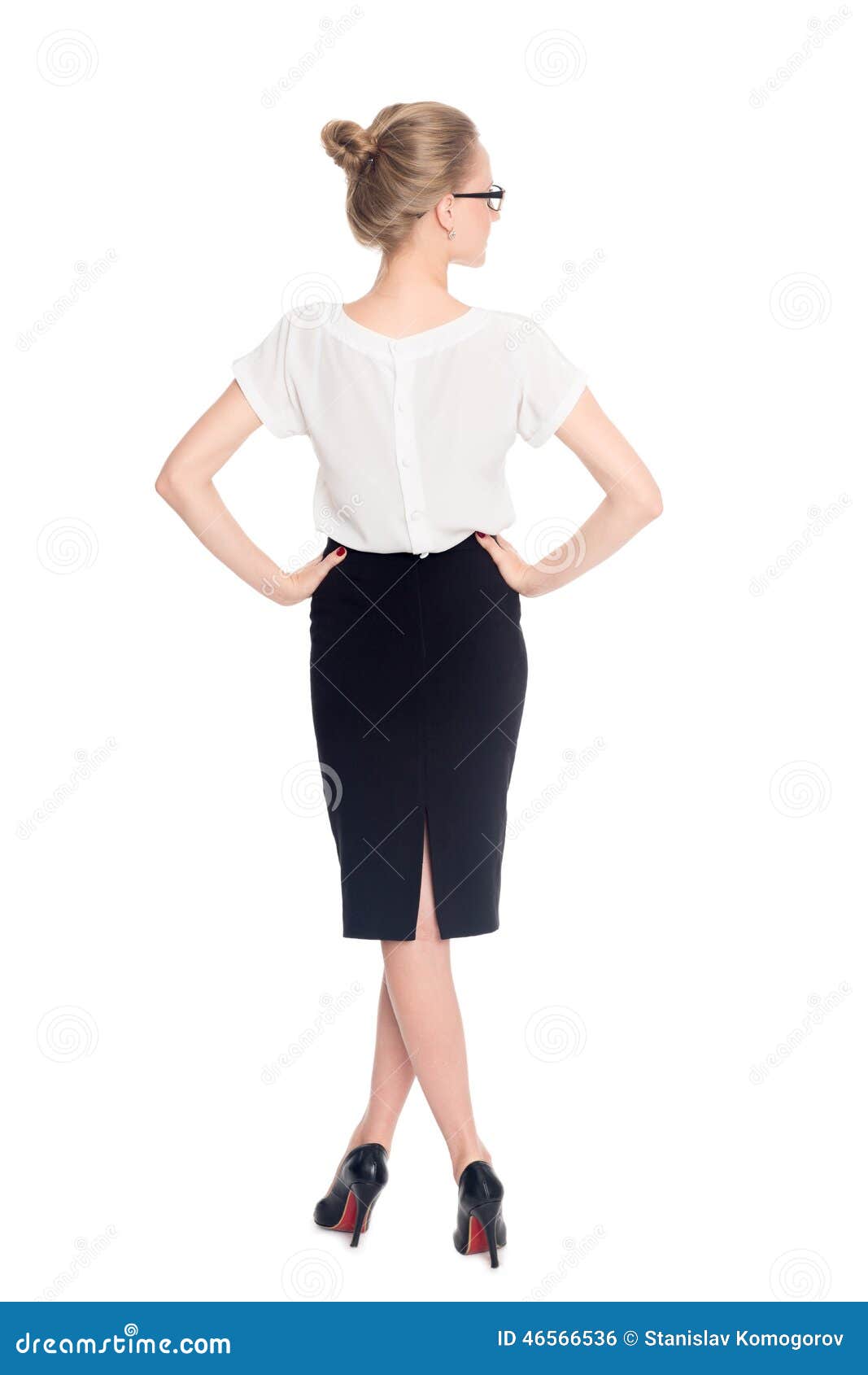 Young Business Woman Standing Back Stock Photo - Image of businesswoman ...