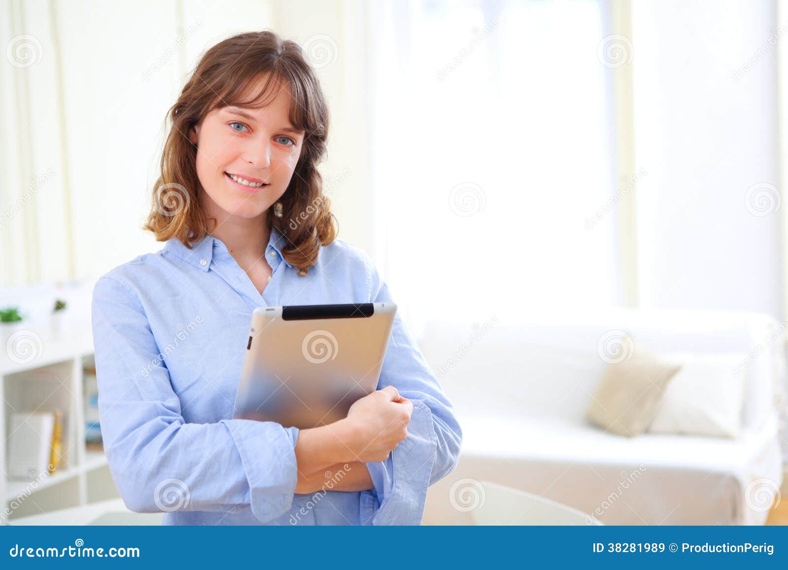 Young Business Woman with a Tablet Stock Image - Image of attractive ...