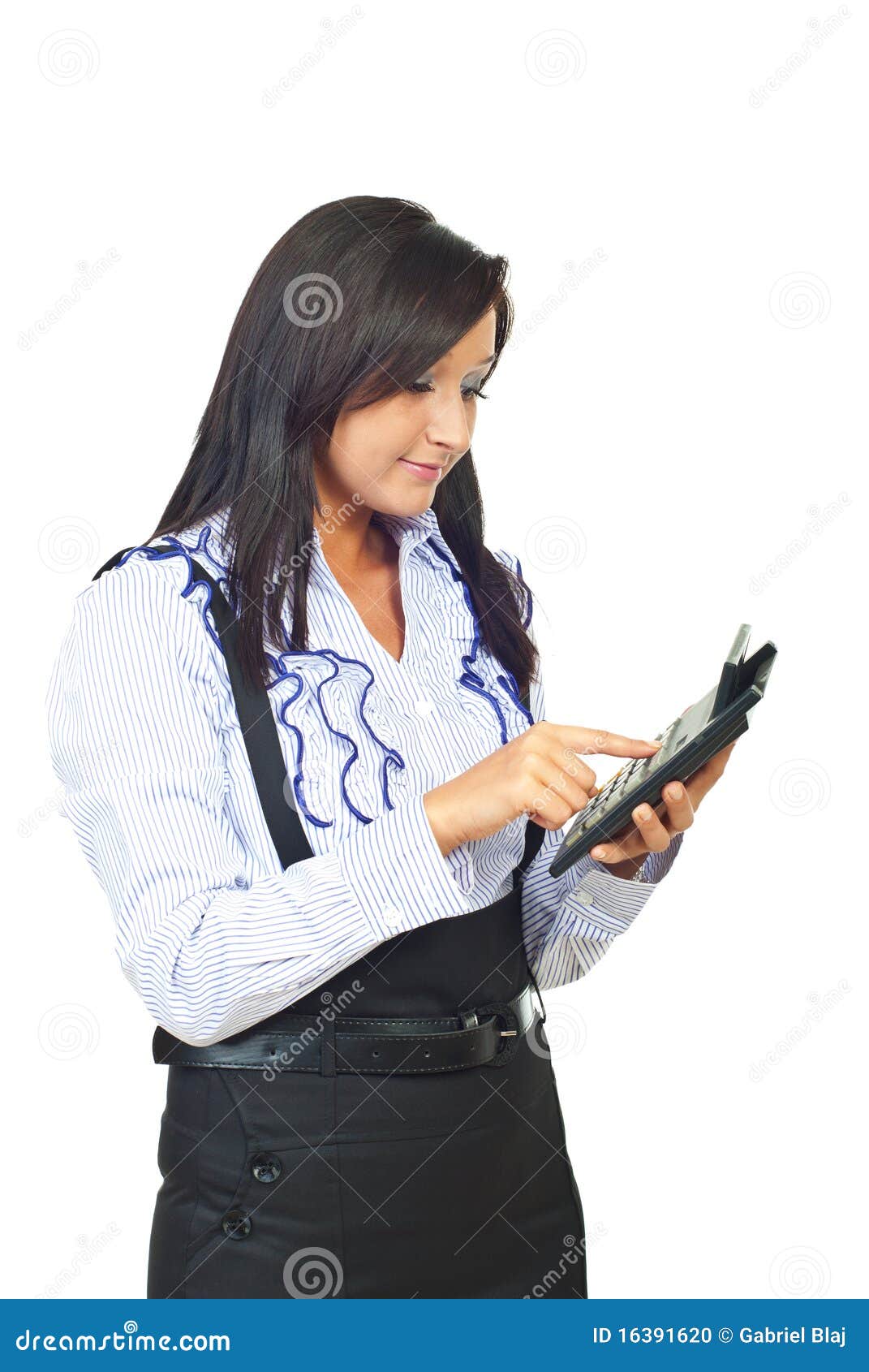 Young Business Woman Using Calculator Stock Photo - Image of smile ...