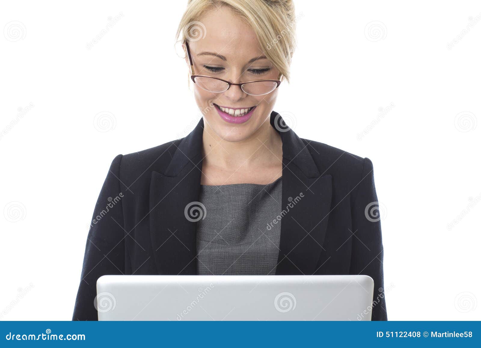 Young Business Woman Using a Laptop Computer Stock Photo - Image of ...