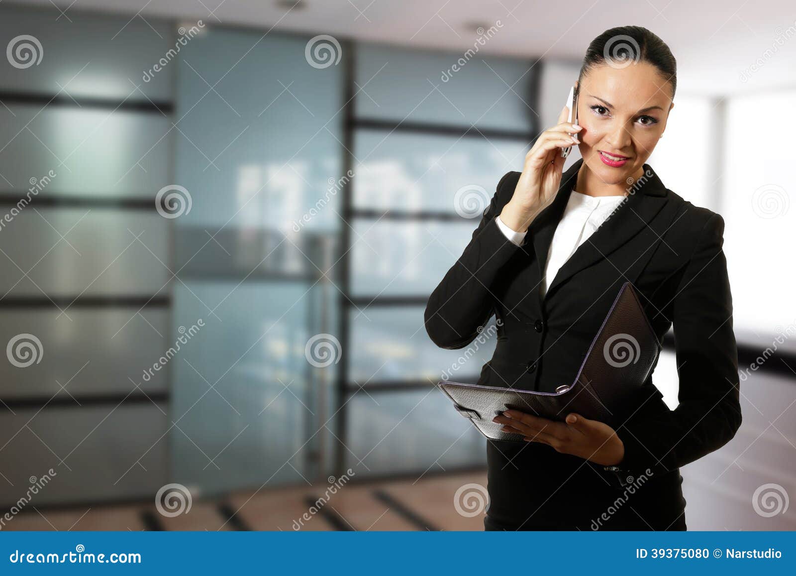 Young Business Woman, Working in Front of the Office Stock Photo ...