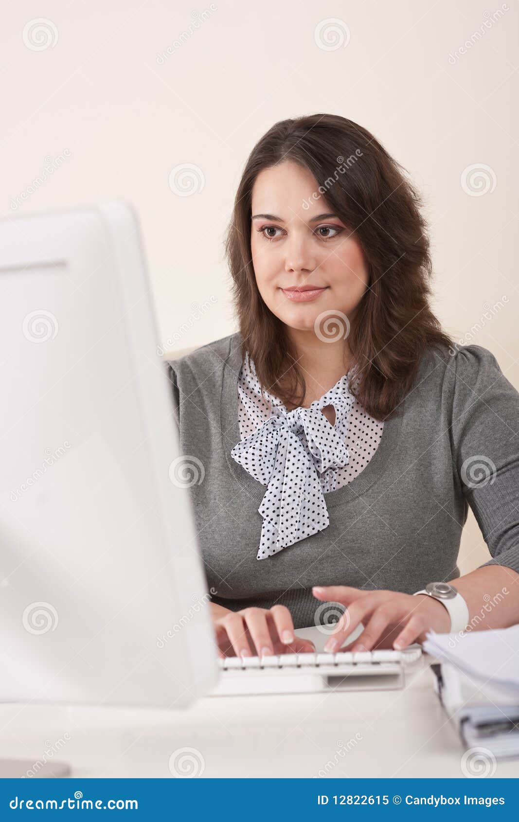 Young Business Woman Working at Office Stock Image - Image of ...