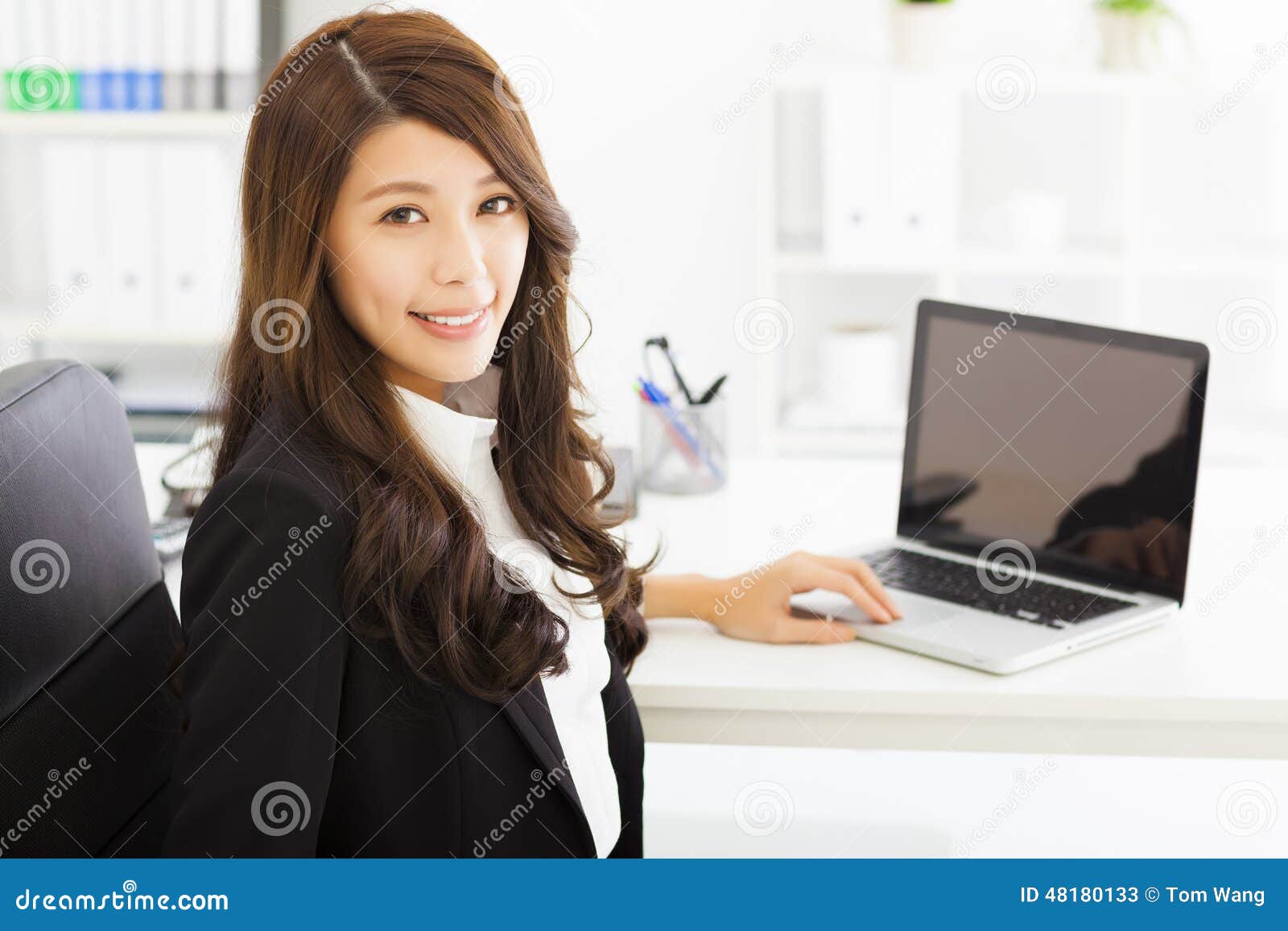Young Business Woman Working in the Office Stock Image - Image of ...