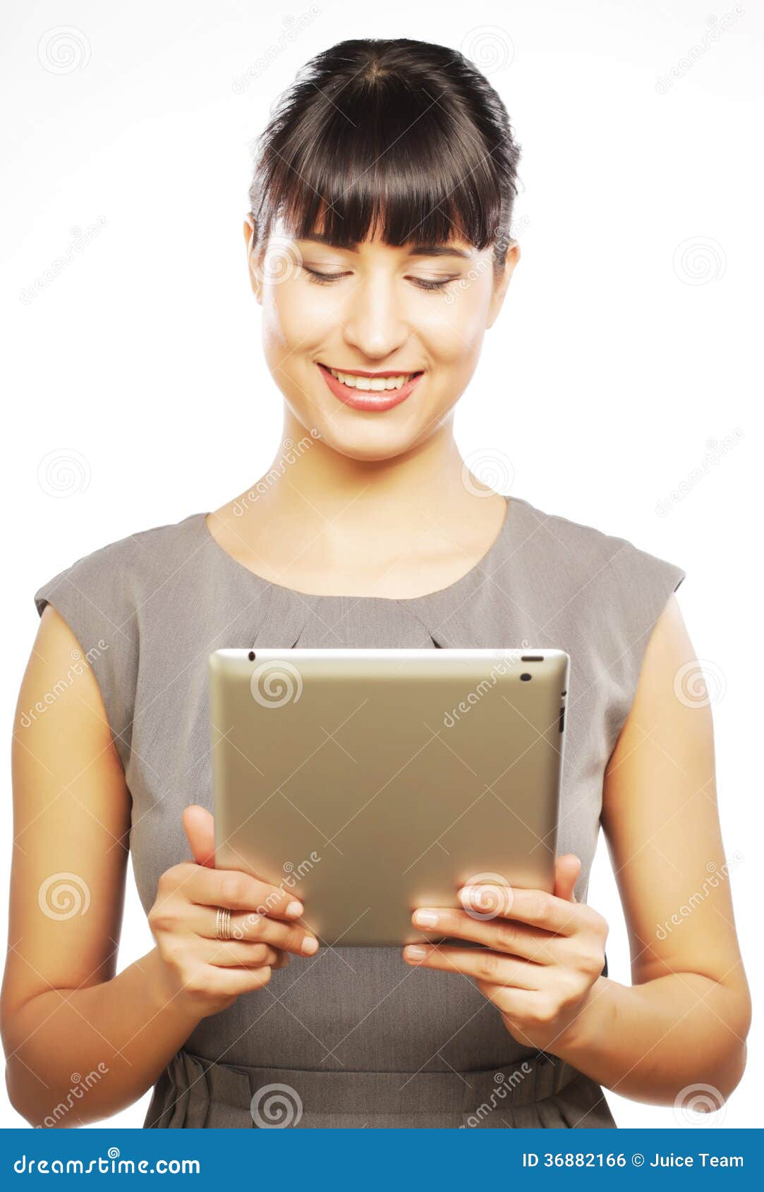 Young Business Woman Working on Tablet Stock Photo - Image of notebook ...