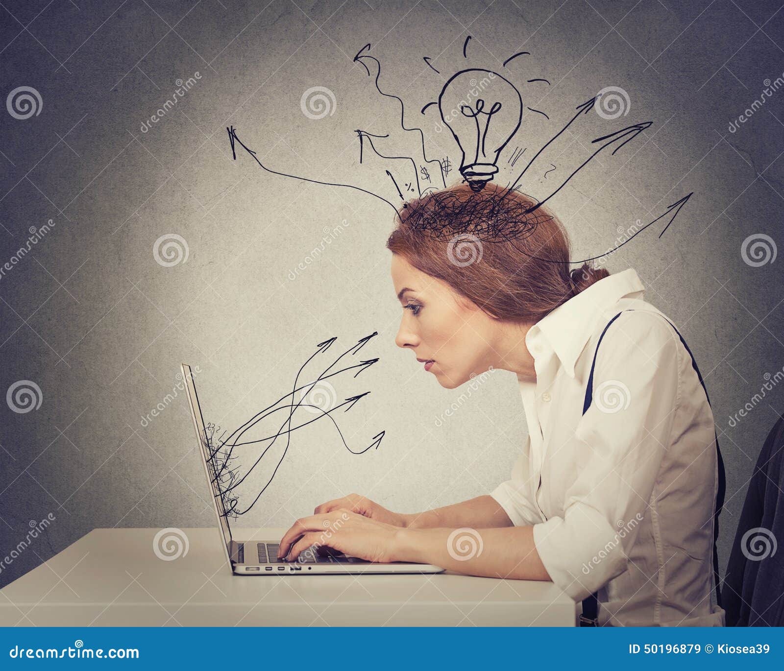 Young Business Woman Working Typing on Computer in Office Stock Image ...