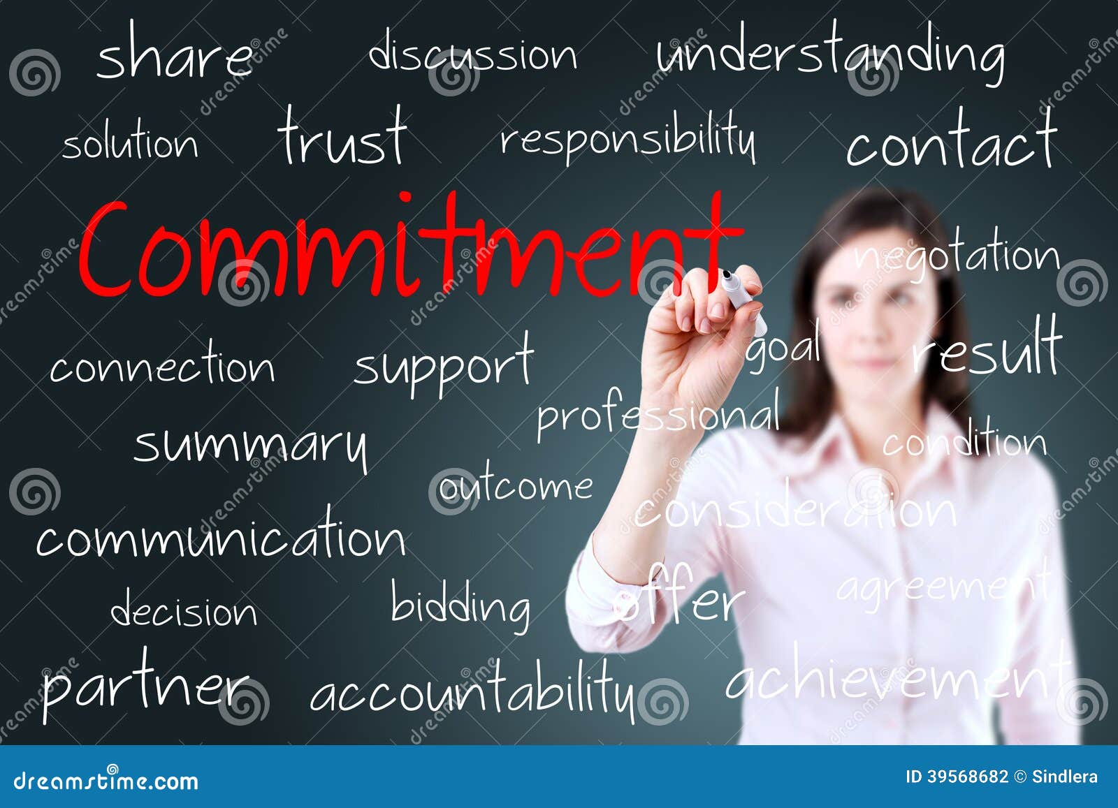 Young Business Woman Writing Commitment Concept Stock Photo - Image of ...