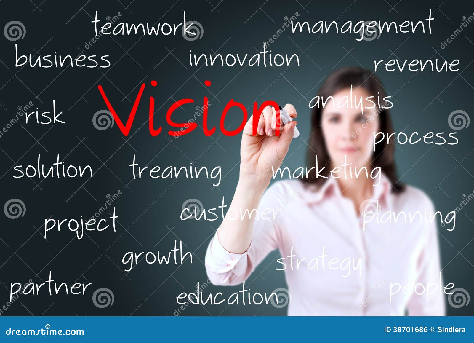 Young Business Woman Writing Concept of Vision. Stock Photo - Image of ...