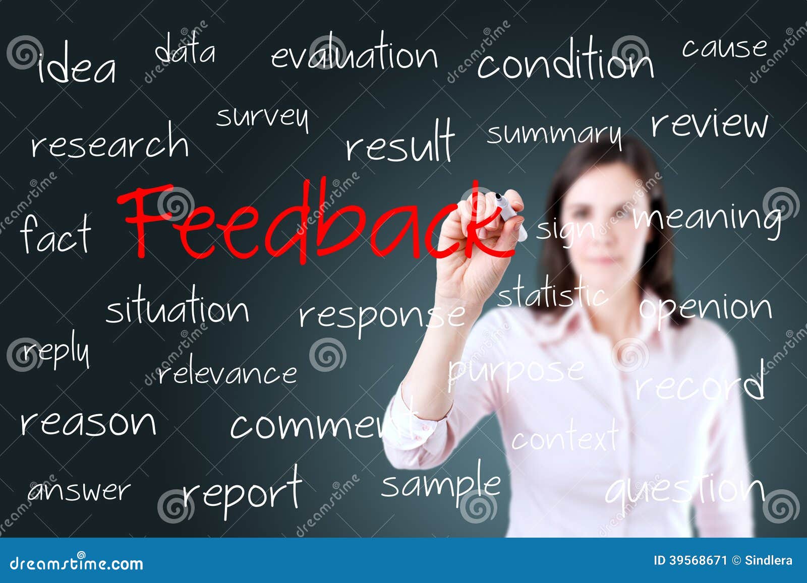 Young Business Woman Writing Feedback Concept Stock Image - Image of ...