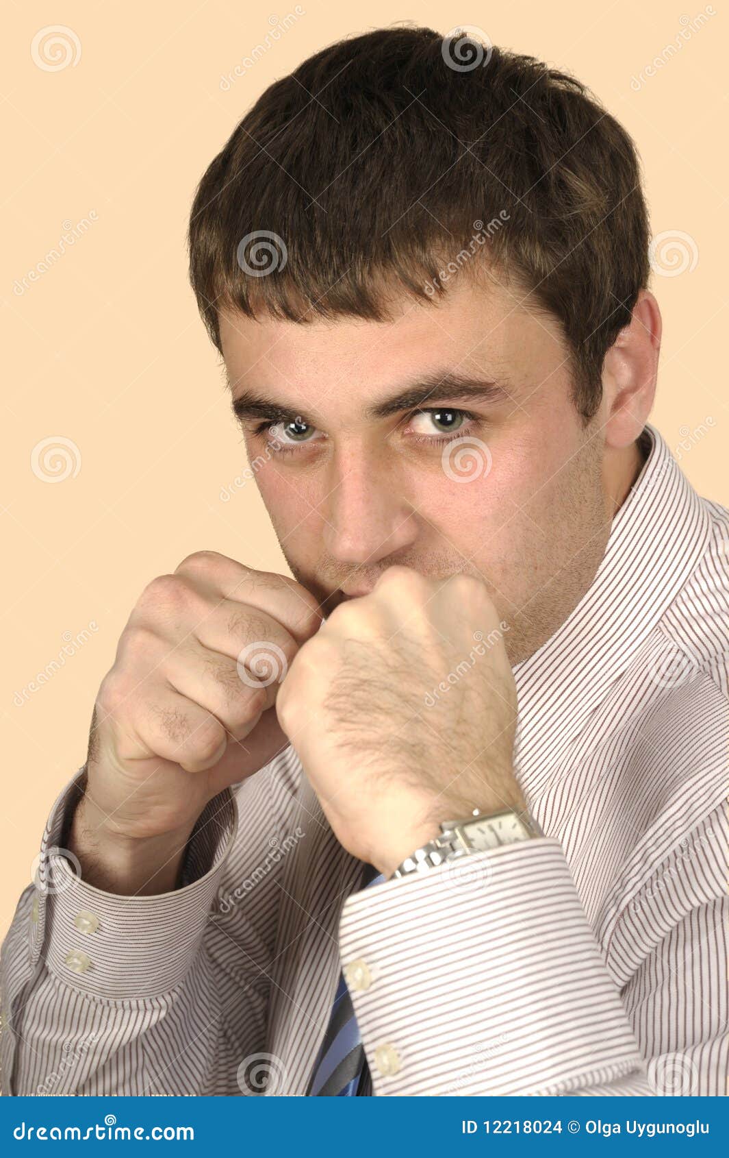 Young Businessman in Agressive Pose Stock Photo - Image of bristle ...
