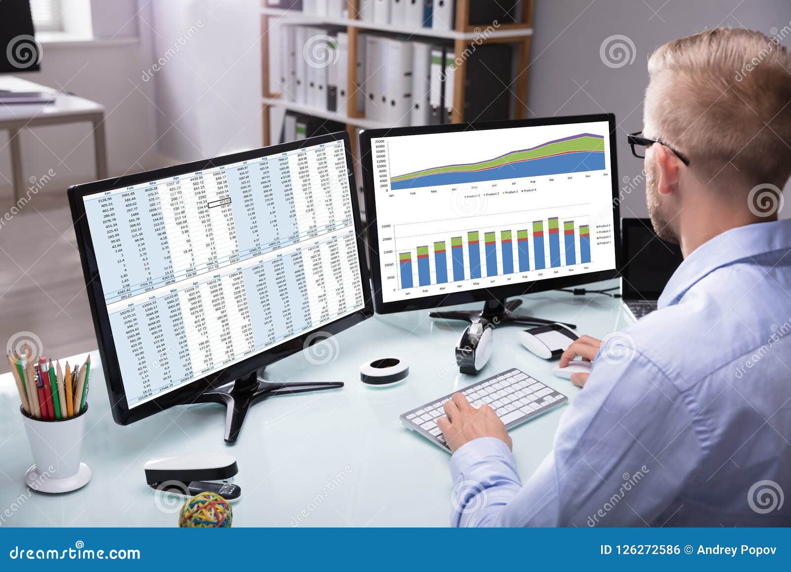 Businessman Analyzing Graph on Computer Stock Photo - Image of data ...