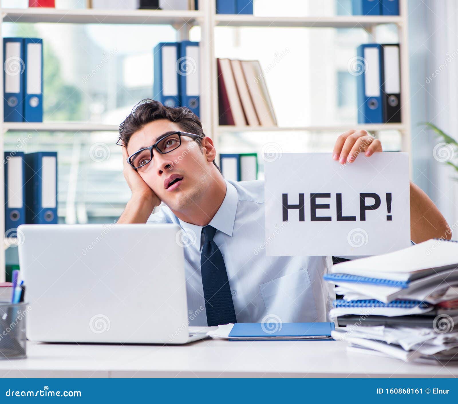 Young Businessman Asking for Help in Office Stock Image - Image of ...