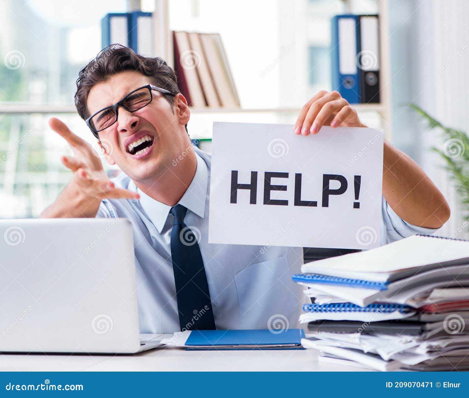 Young Businessman Asking for Help in Office Stock Image - Image of ...