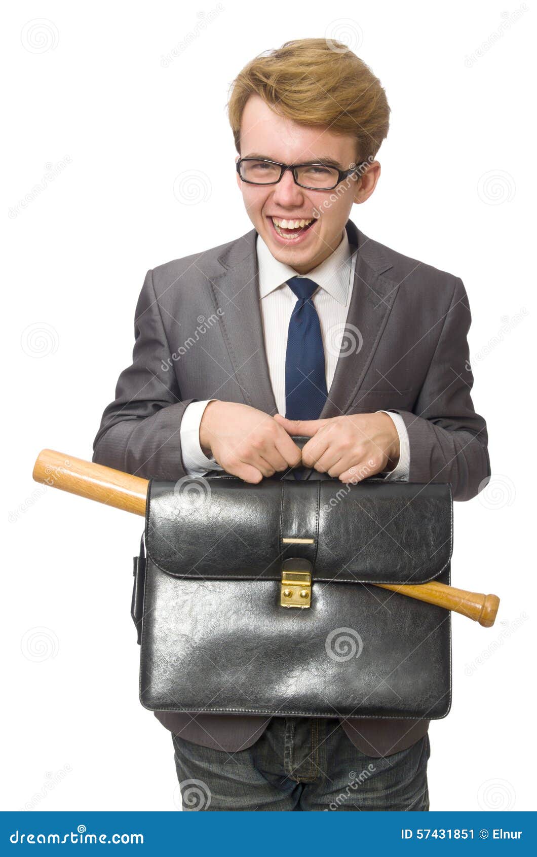 Young Businessman with Baseball Bat Isolated on Stock Image - Image of ...