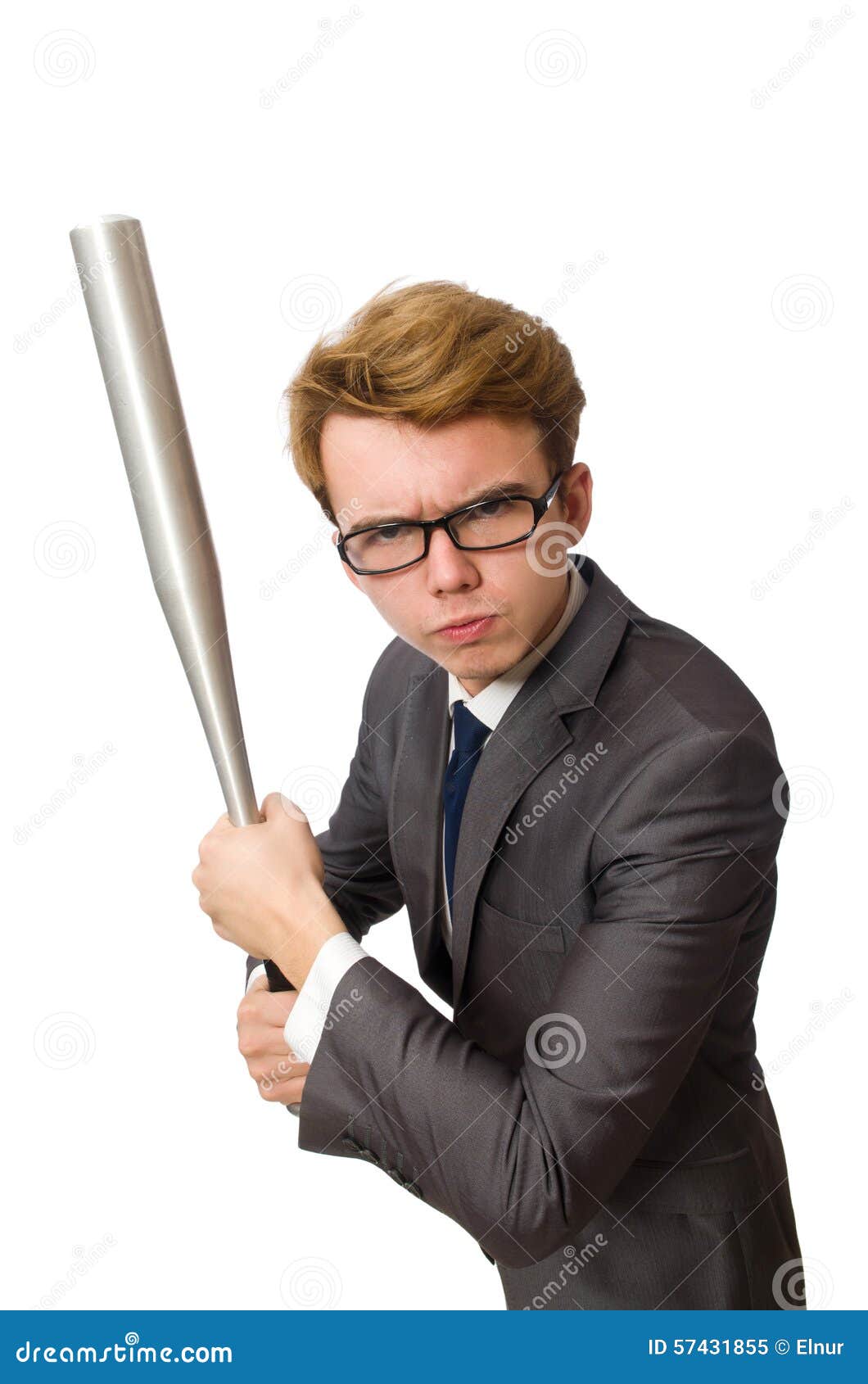 Young Businessman with Baseball Bat Isolated on Stock Image - Image of ...
