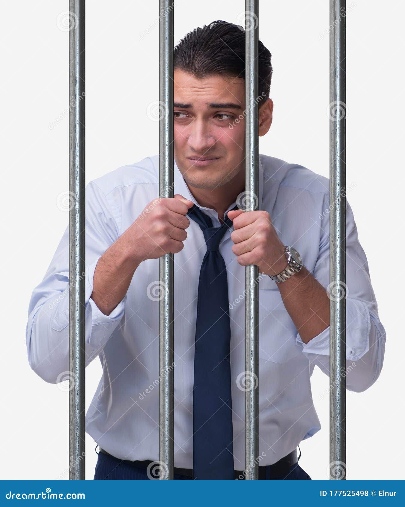 Young Businessman Behind the Bars in Prison Stock Photo - Image of ...