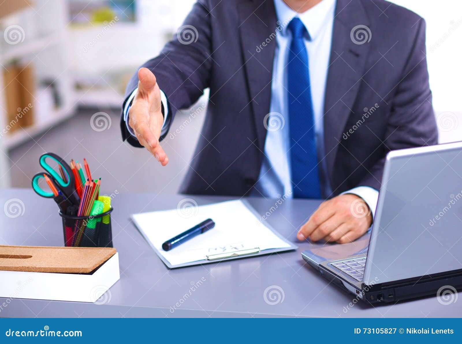 Young Businessman Behind the Desk in the Office Stock Image - Image of ...