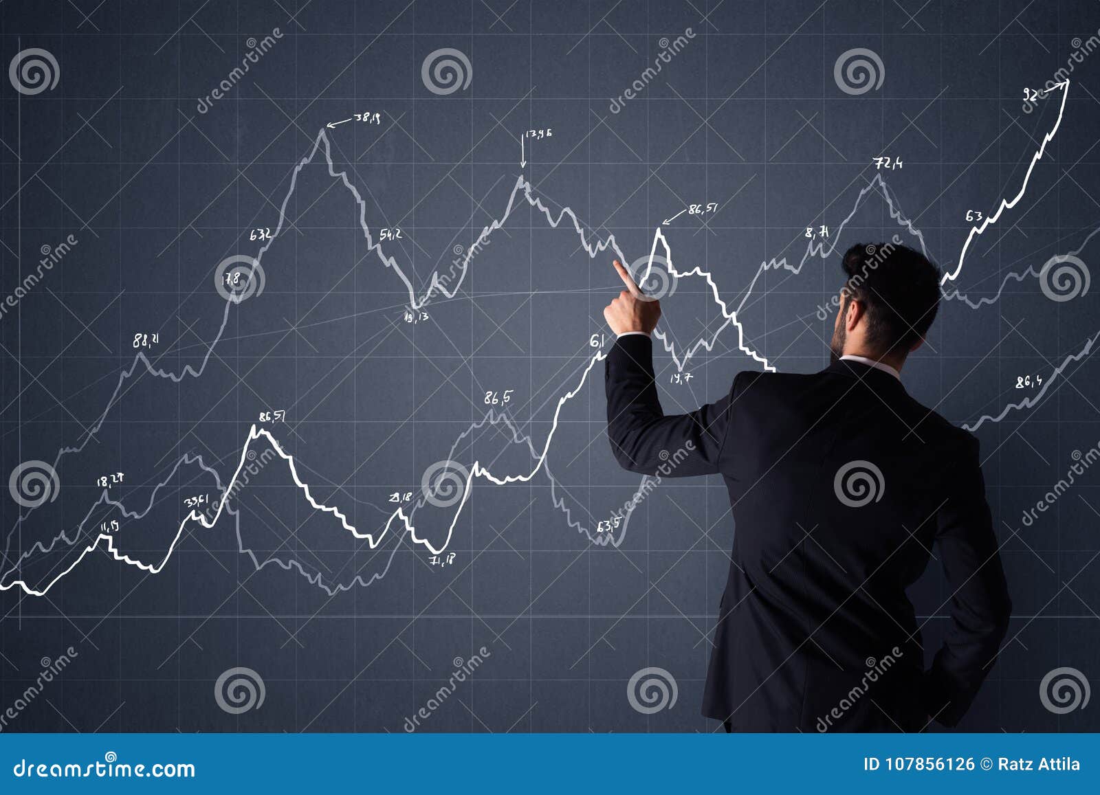 Businessman with chart stock photo. Image of calculations - 107856126