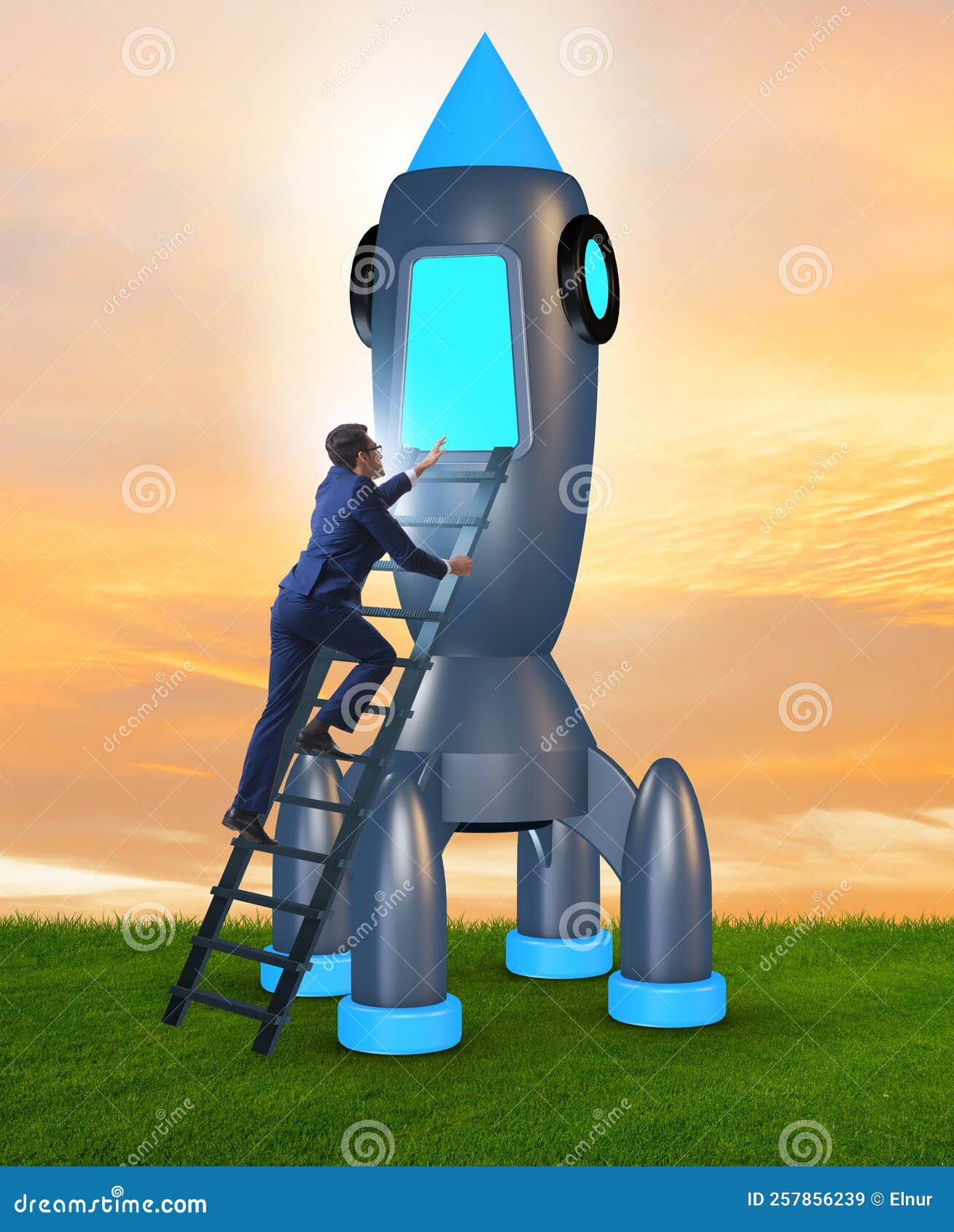 Young Businessman Boarding Space Rocket in Start-up Concept Stock Image ...