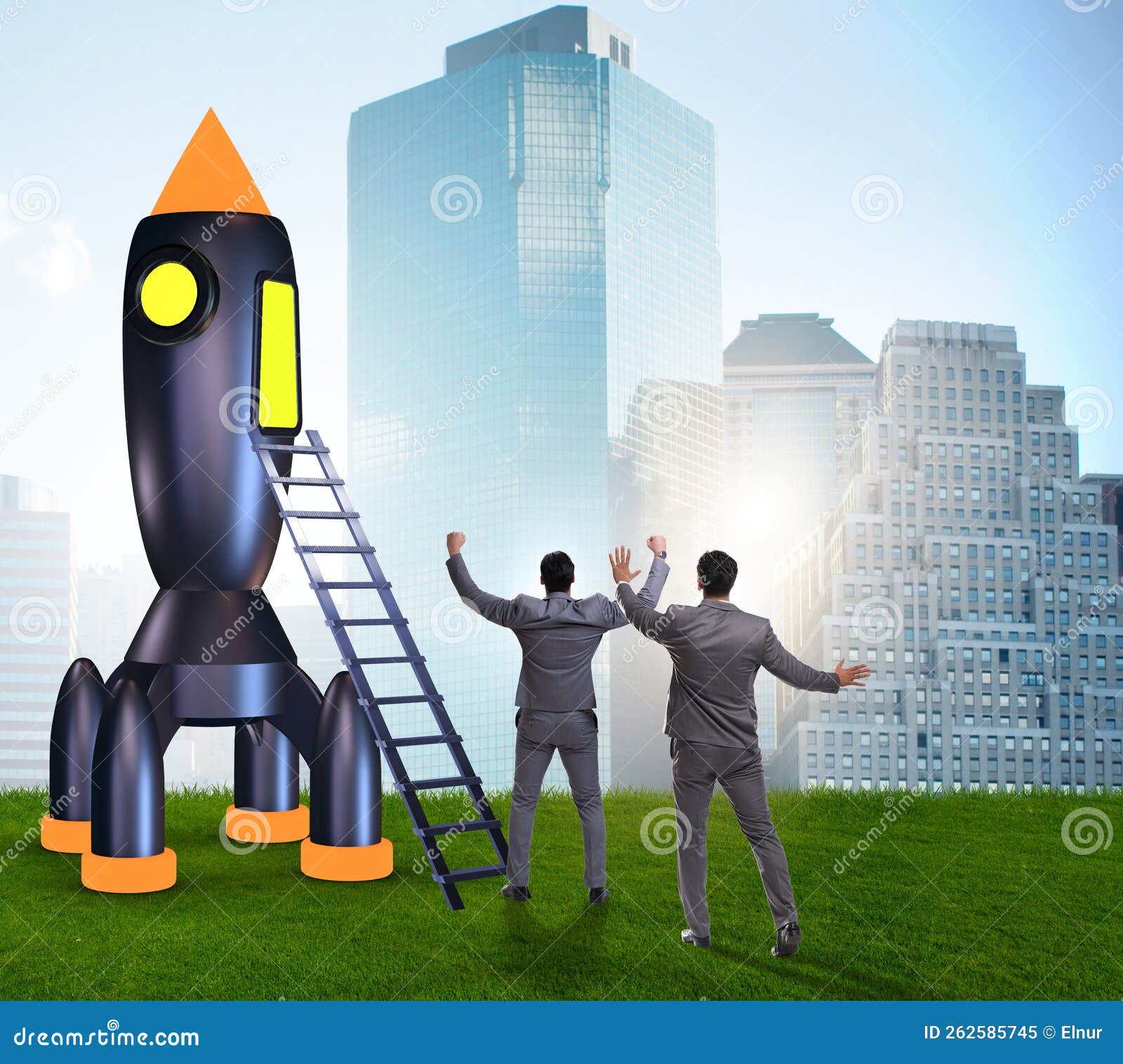 Young Businessman Boarding Space Rocket in Start-up Concept Stock Image ...
