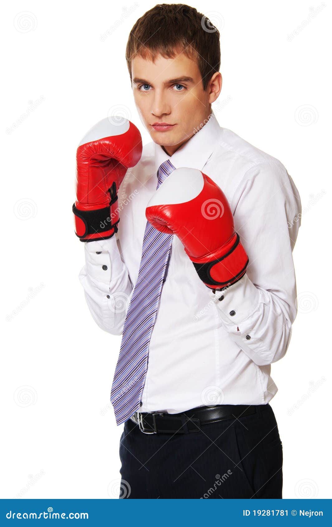 Young Businessman with Boxing Gloves. Stock Image - Image of isolated ...
