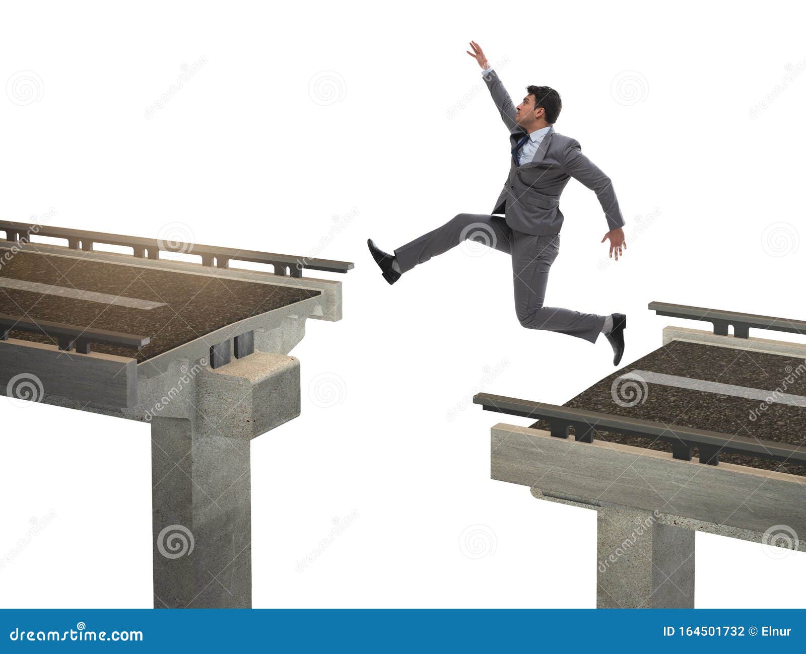 Young Businessman with Broken Bridge Isolated on White Stock Photo ...