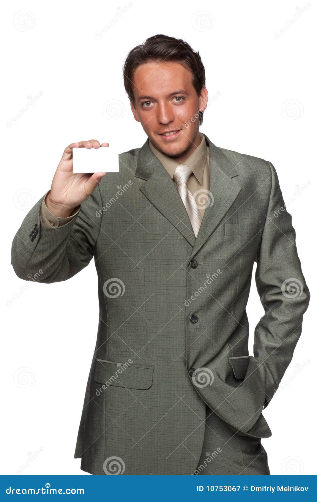 Young Businessman with Business Card Stock Image - Image of friendly ...