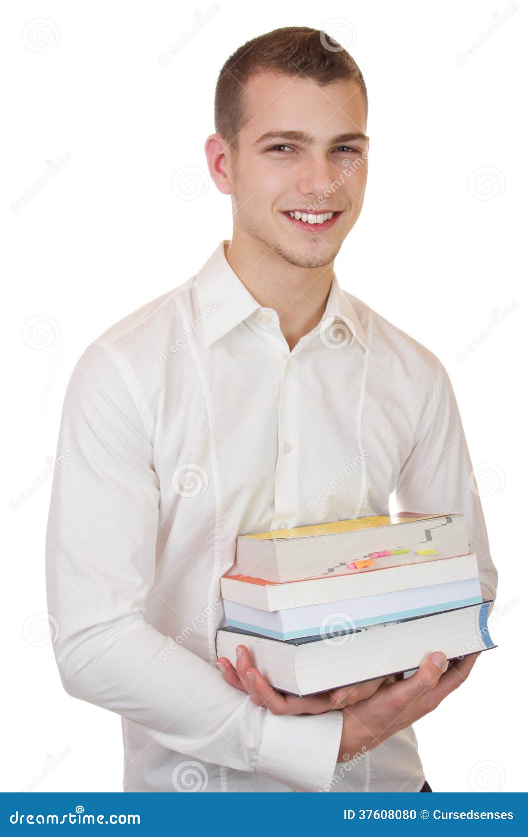 Young Businessman Carrying Books Stock Photo - Image of businessman ...