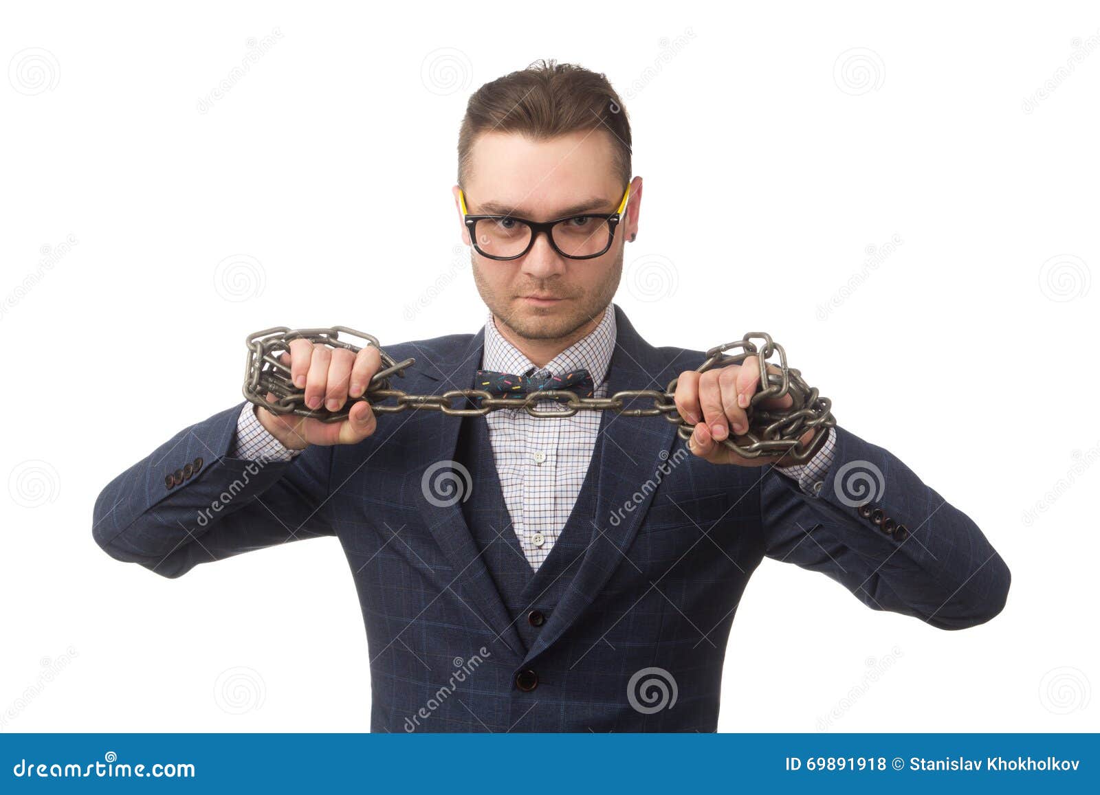 Young Businessman with Chains on Hands Stock Photo - Image of isolated ...