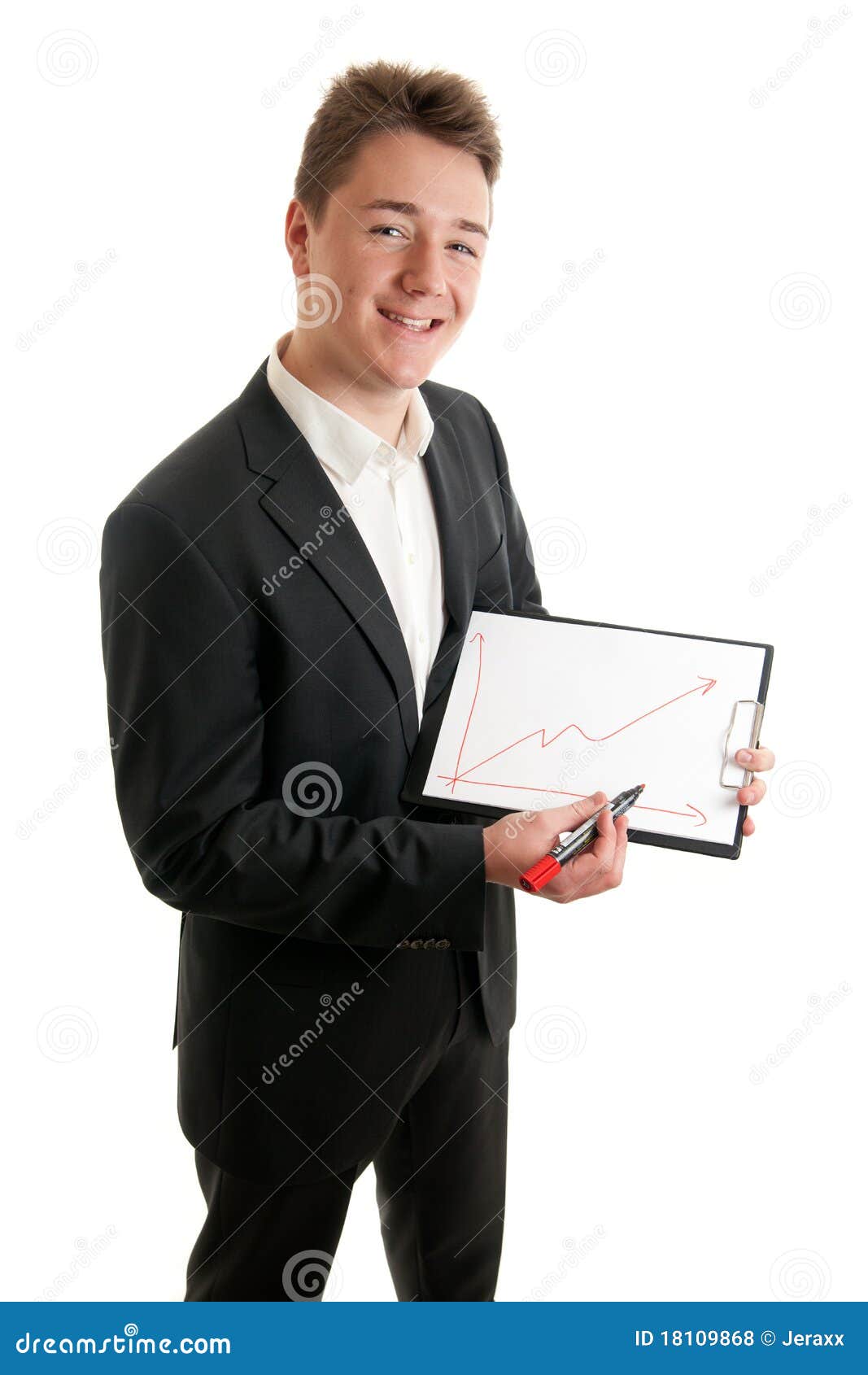 Young Businessman Chart Growth Stock Photo - Image of group, office ...
